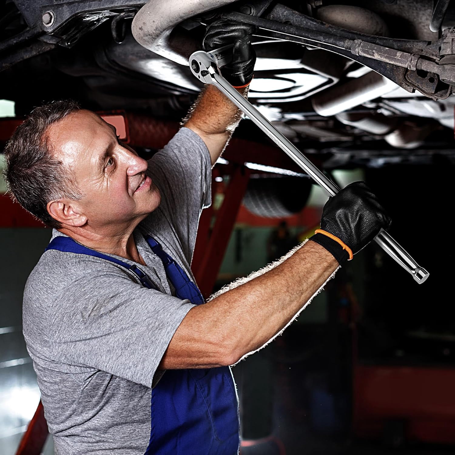 Extra Long Handle 1/2-Inch Drive Ratchet, 90-Tooth Quick-release ...