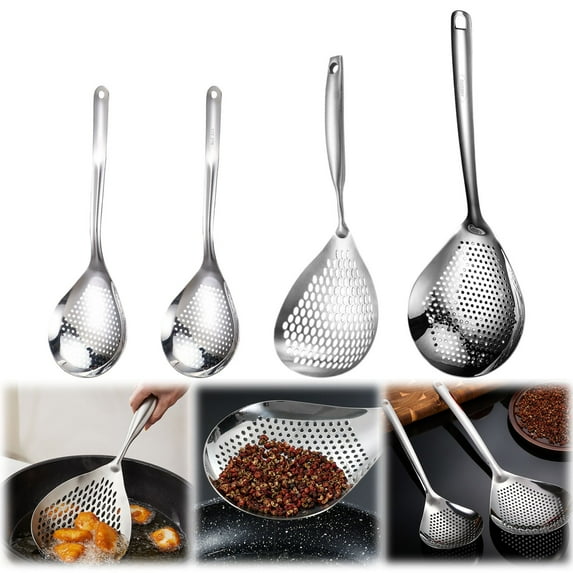 Extra Long Handle 304 Stainless Steel Slotted Spoon for Frying Draining ...