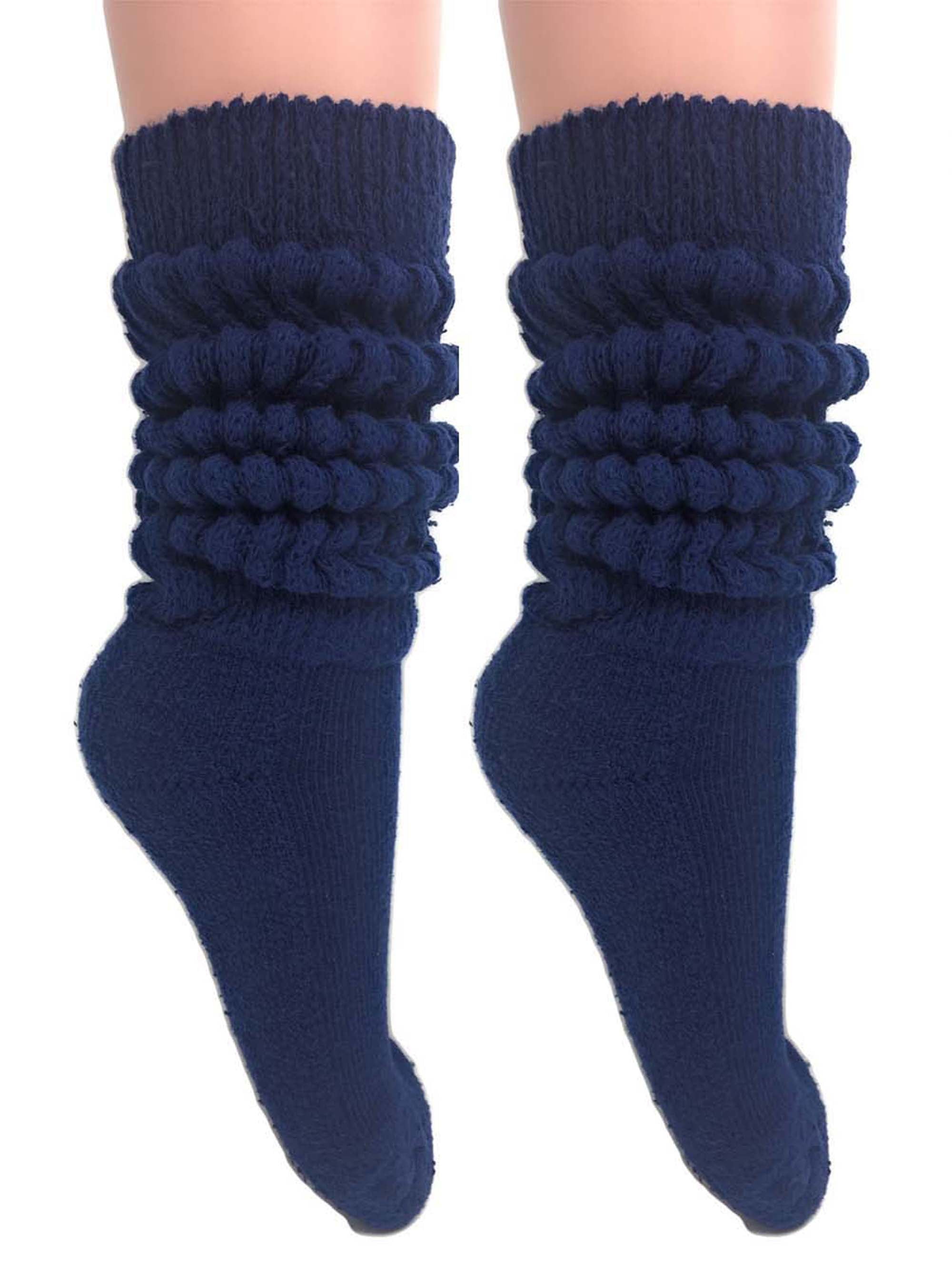 AWS Extra Long Heavy Slouch Socks, Navy, 2 Pairs, Size 9-11, Warm ...