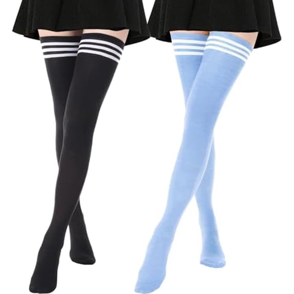 Extra Long High Thigh Socks Striped Over Knee Thin Tights Long Stocking ...