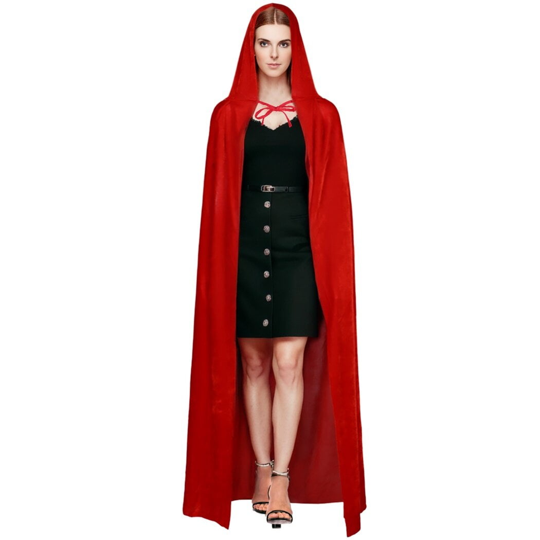 Extra Long Hooded Cloak Velvet Cape, Vampire Witch Costume, Halloween ...