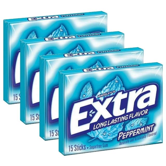 Extra Long Lasting Flavour Peppermint Sugarfree Gum - 15 Sticks - 4 ...