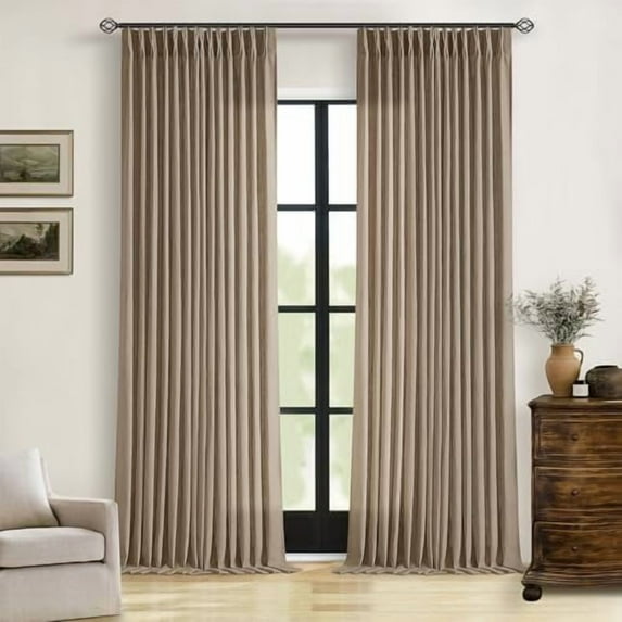 Extra Long Light Brown Linen Curtains 120 Inches Long Tan Brown Coffee ...