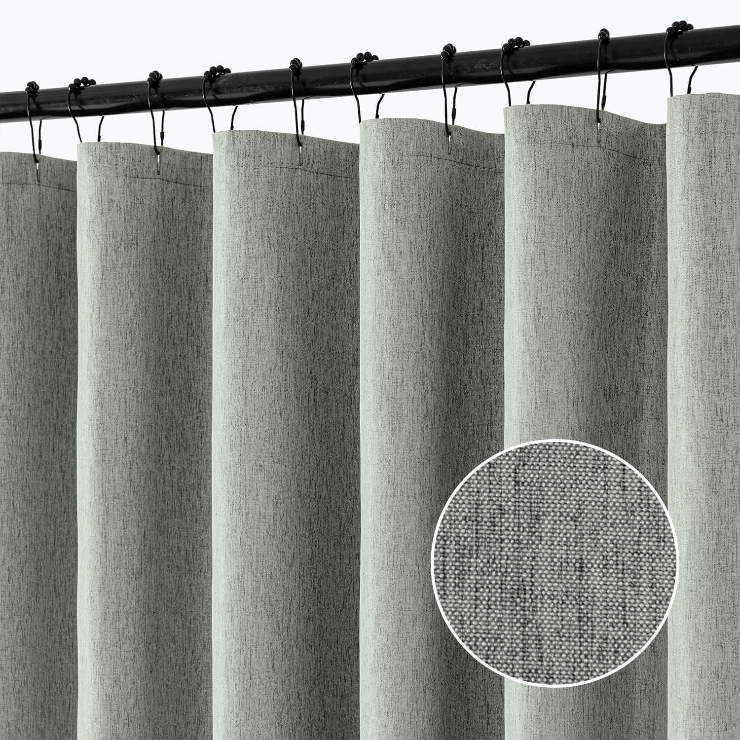 Extra Long Linen Shower Curtain, 108 Inch Long Heavy Duty Fabric Shower ...