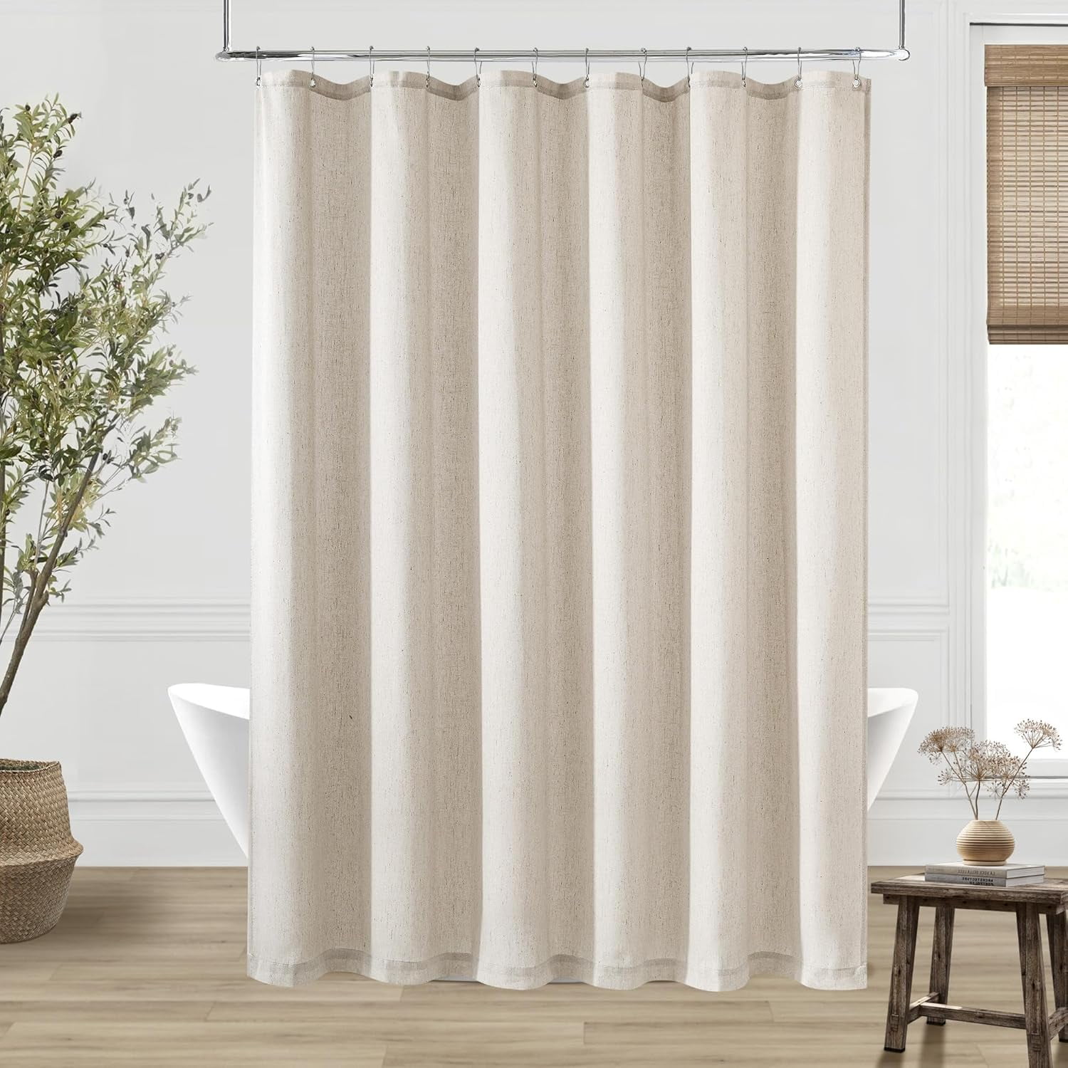 Extra Long Linen Shower Curtain 96 Length Natural Beige Tan Taupe ...