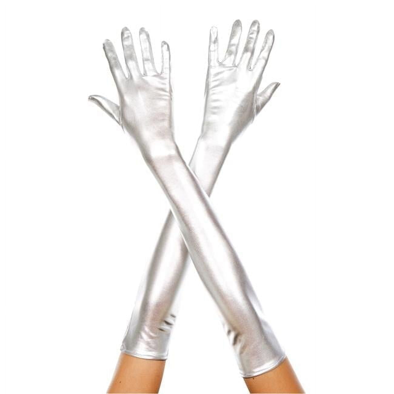 Extra Long Metallic Gloves, Silver - Walmart.com