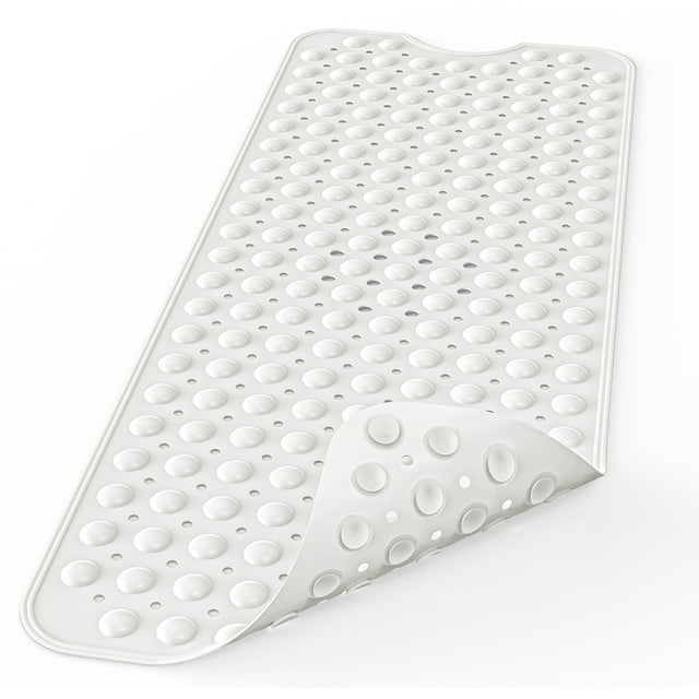 Extra Long Non-Slip Bath Mat with Drain Holes and Suction Cups, 39 x 16 ...