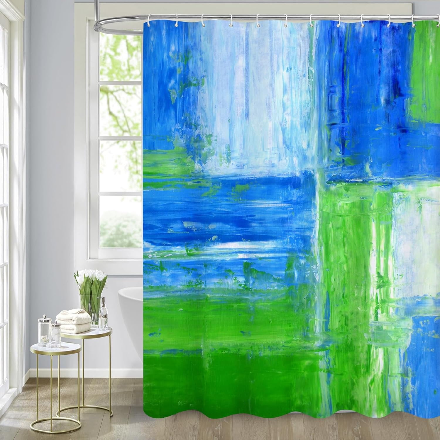 Extra Long Ombre Shower Curtain 72 x 84, Abstract Geometric Fabric ...