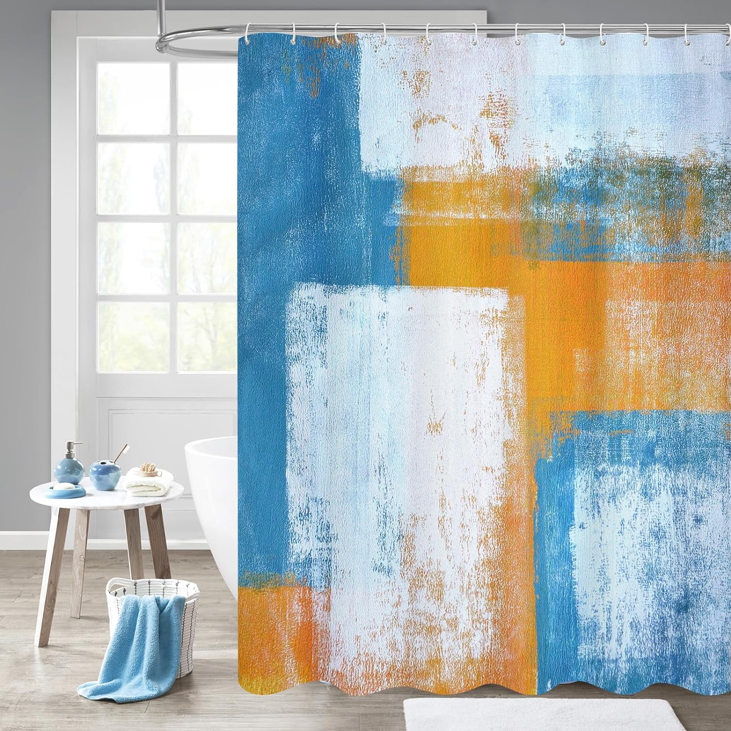 Extra Long Ombre Shower Curtain 72 x 84, Abstract Geometric Fabric ...