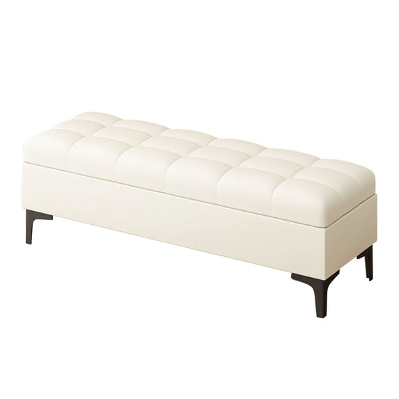 Extra Long Ottoman Storage Bench Chest,Leather Foor Stool with Metal ...