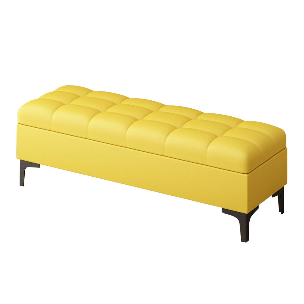 Extra Long Ottoman Storage Bench Chest,Leather Foor Stool with Metal ...