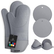 "KLEX Silicone Oven Mitts & Cotton Potholders Set, 15"", 932°F ...