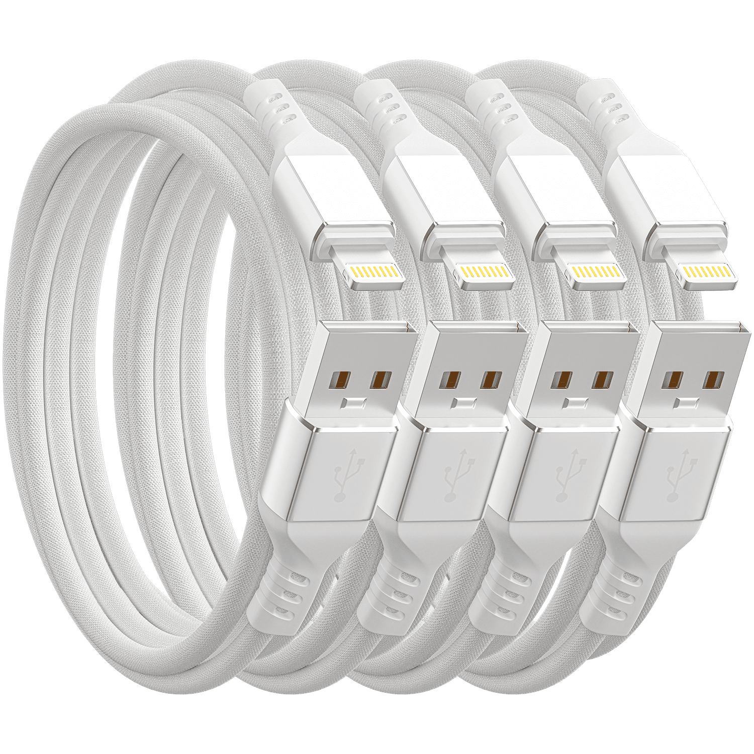 Extra Long Phone Charger [4-Pack 3FT] Nylon Braided USB Charge & Sync ...