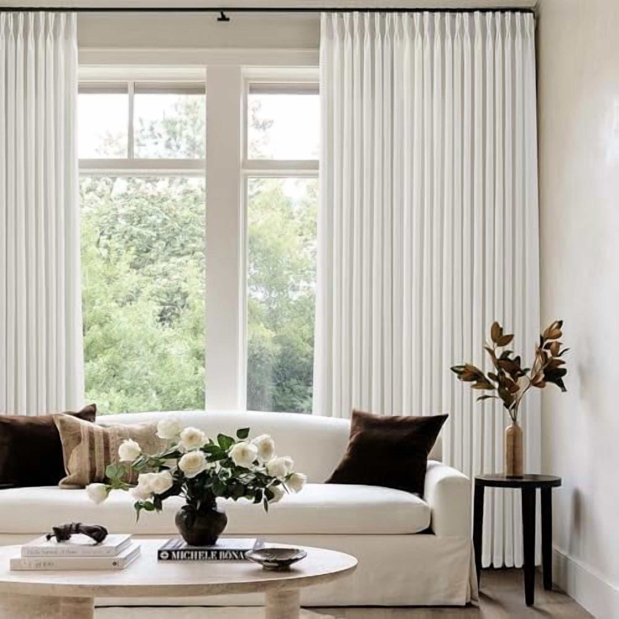 Extra Long Pinch Pleated Linen Curtains 132 Inches Long for Living Room ...