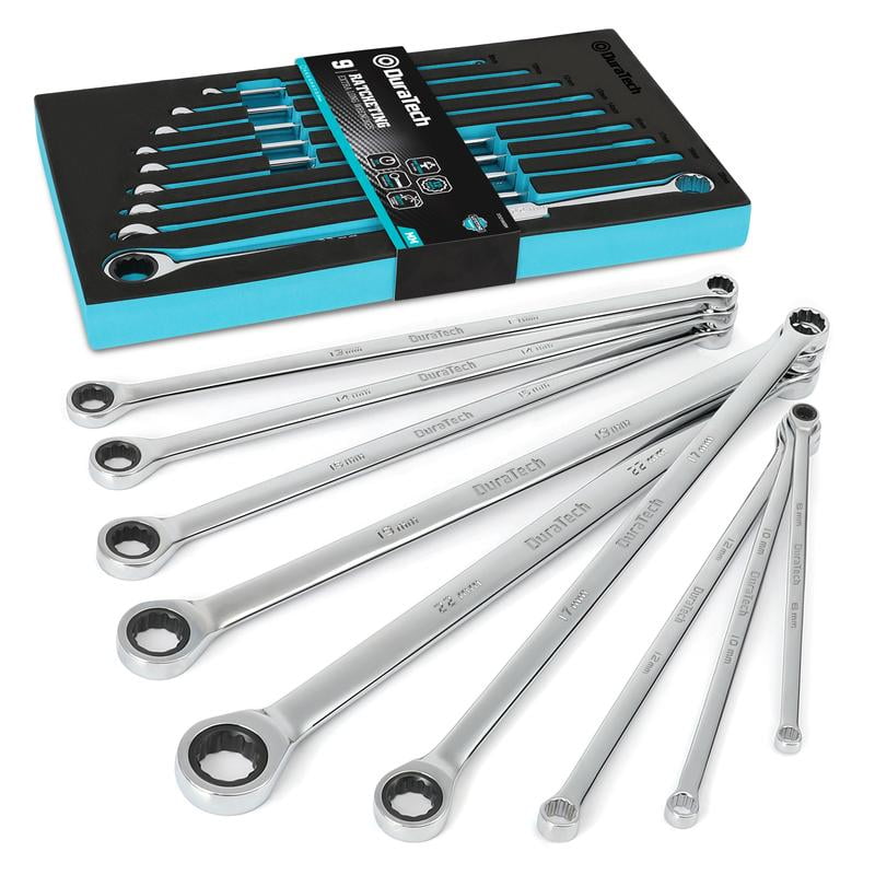 Extra Long Ratchet Wrench Set, Double End Wrench Set, Metric, 9-Piece ...