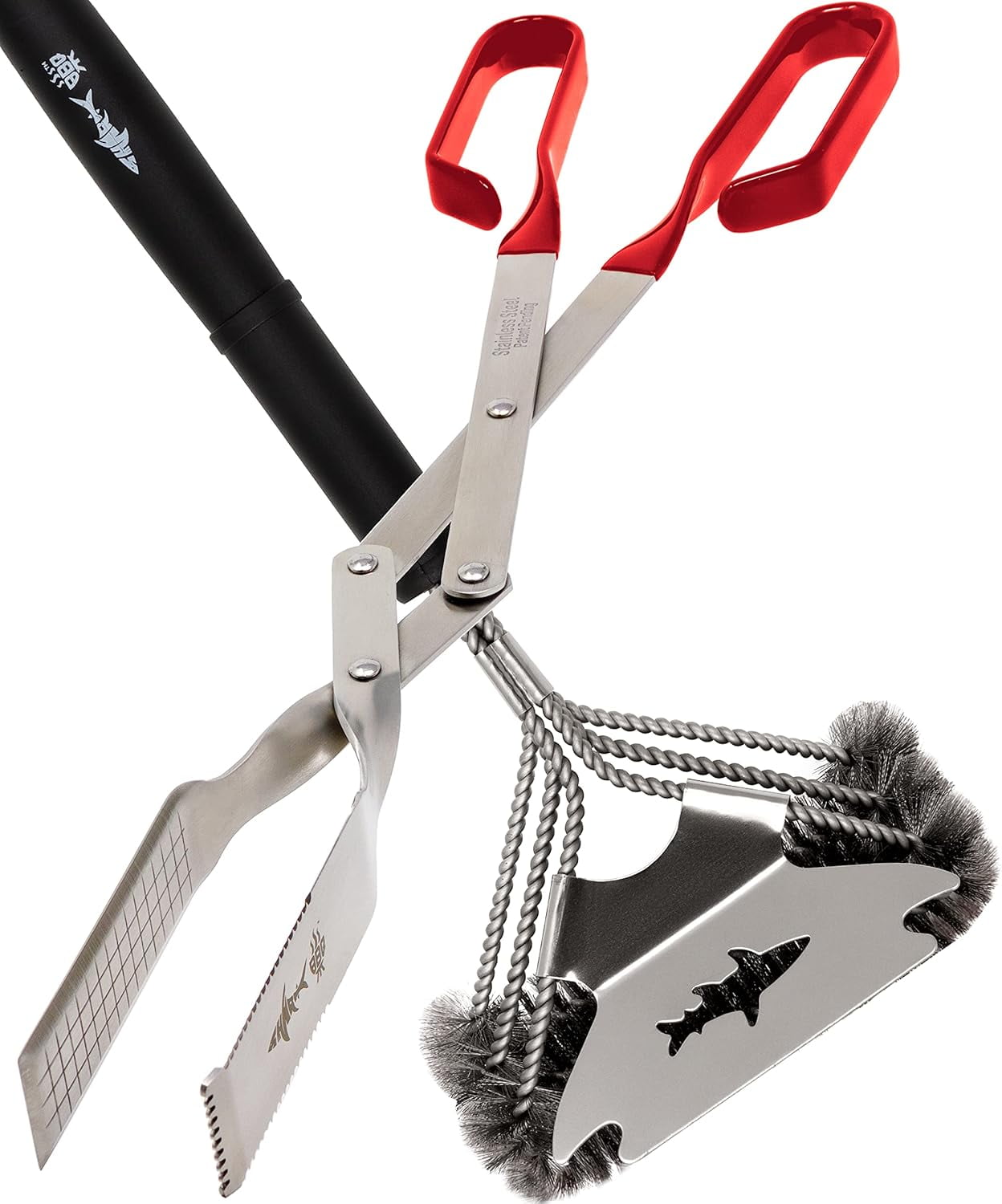 Extra Long-Reach Grilling Tongs & Stainless Steel Wire Grill Brush ...
