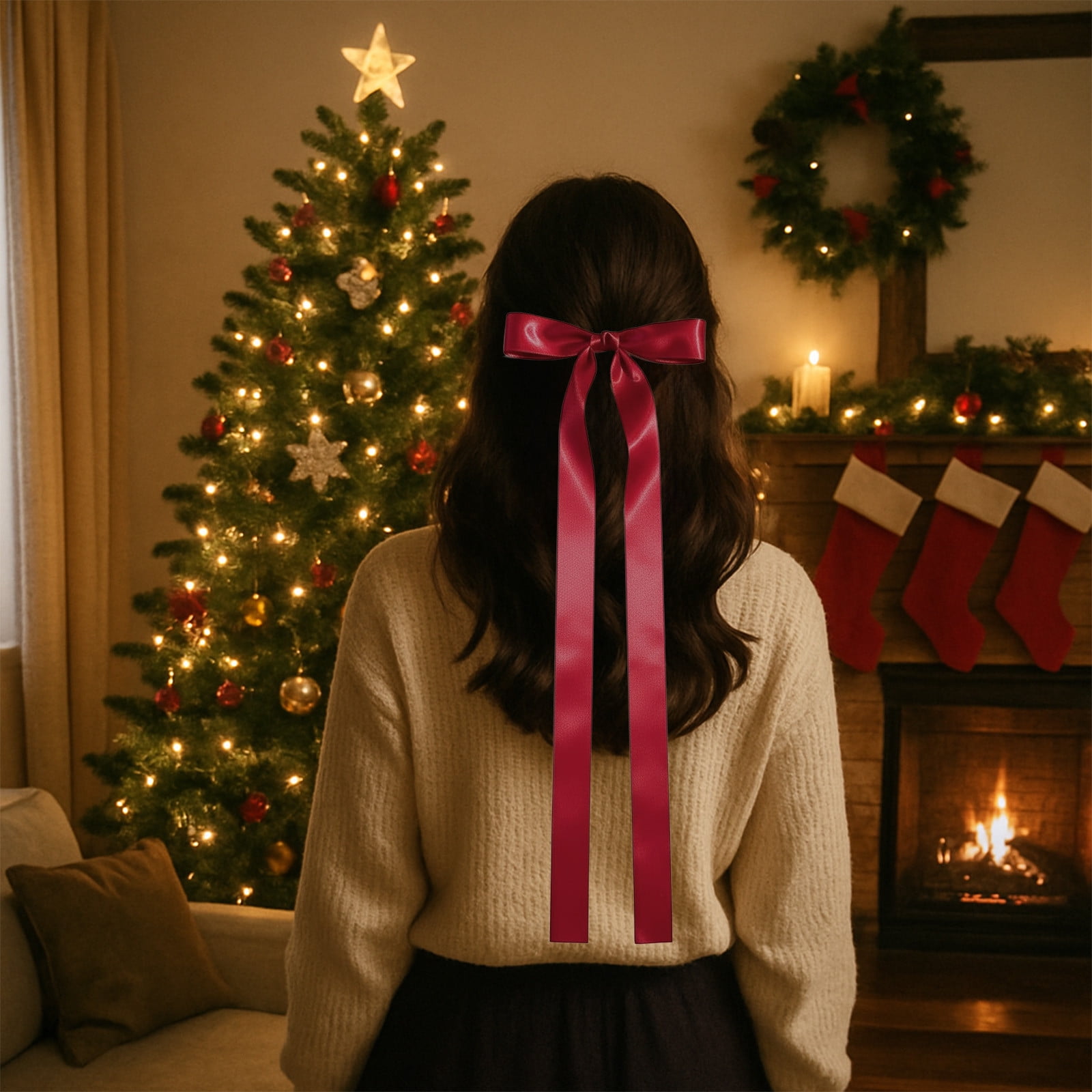 Extra Long Ribbon Hair Clip With A Large Bow A Hair Clip At The Back Of ...