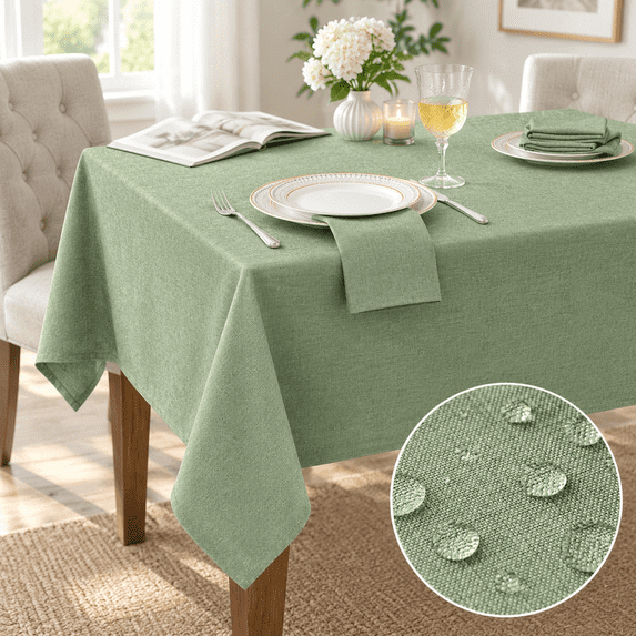 Extra Long Sgreen Table Cloth 144 X 60 Inch Rectangular Faux Linen ...