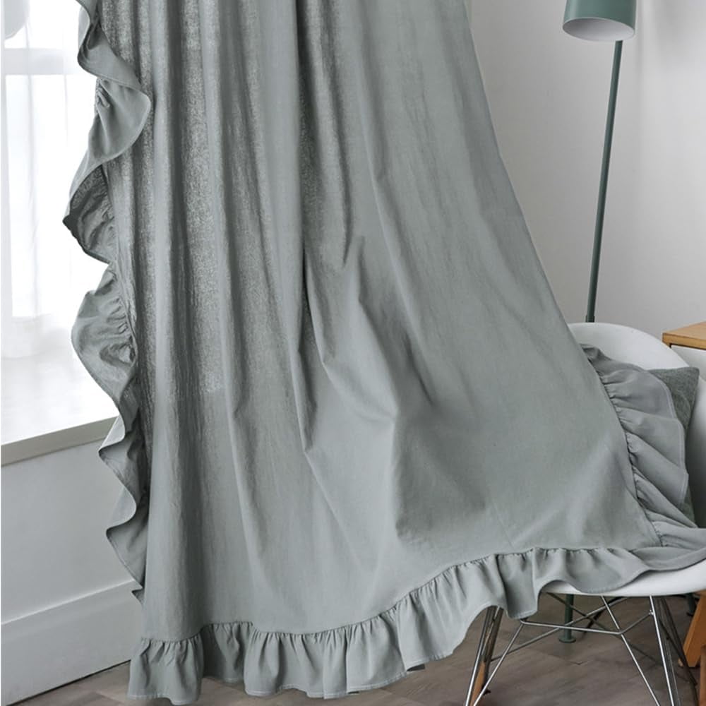 Extra Long Shabby Chic Curtains & Drapes with Ruffle Edge Design for ...