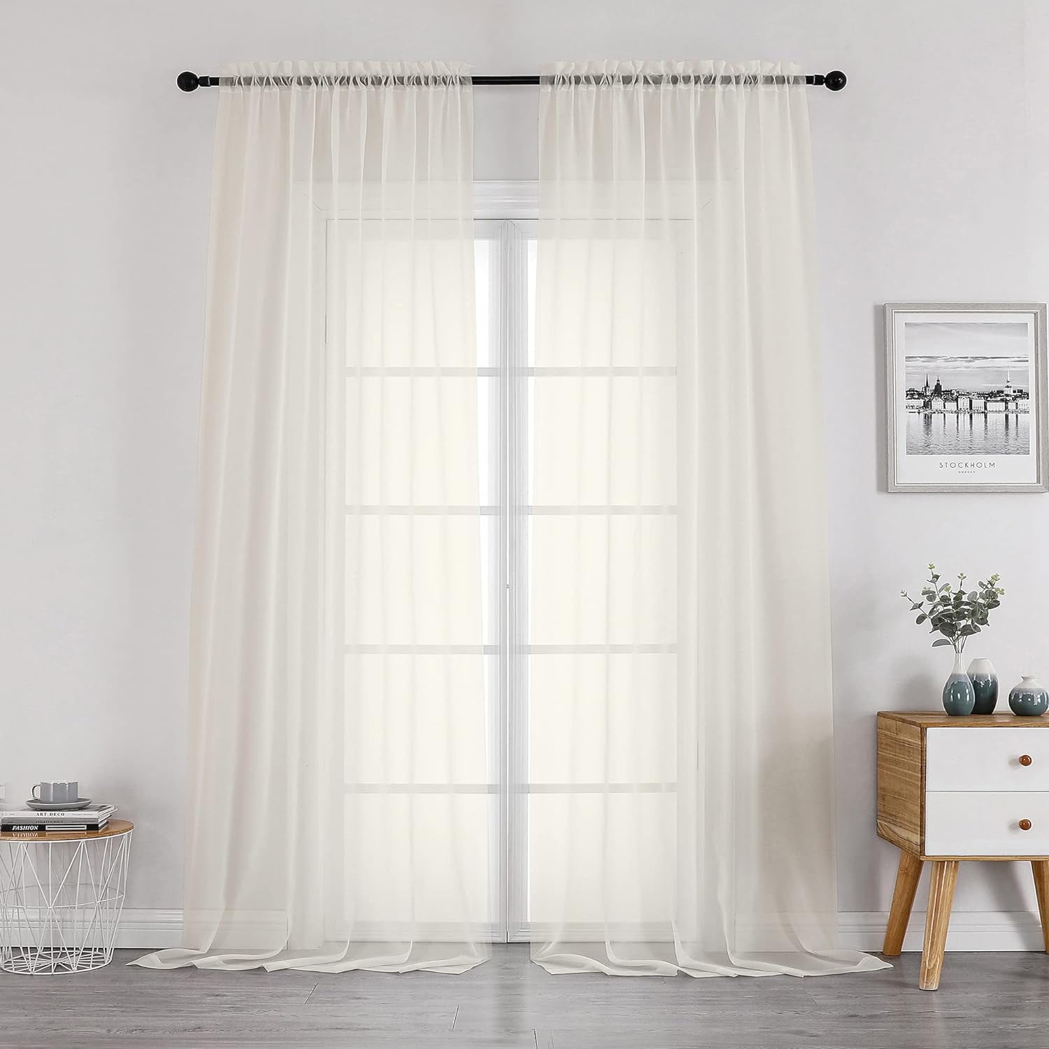Extra Long Sheer Curtains 120 Inches Long, Sheer Curtain, Voile Rod ...