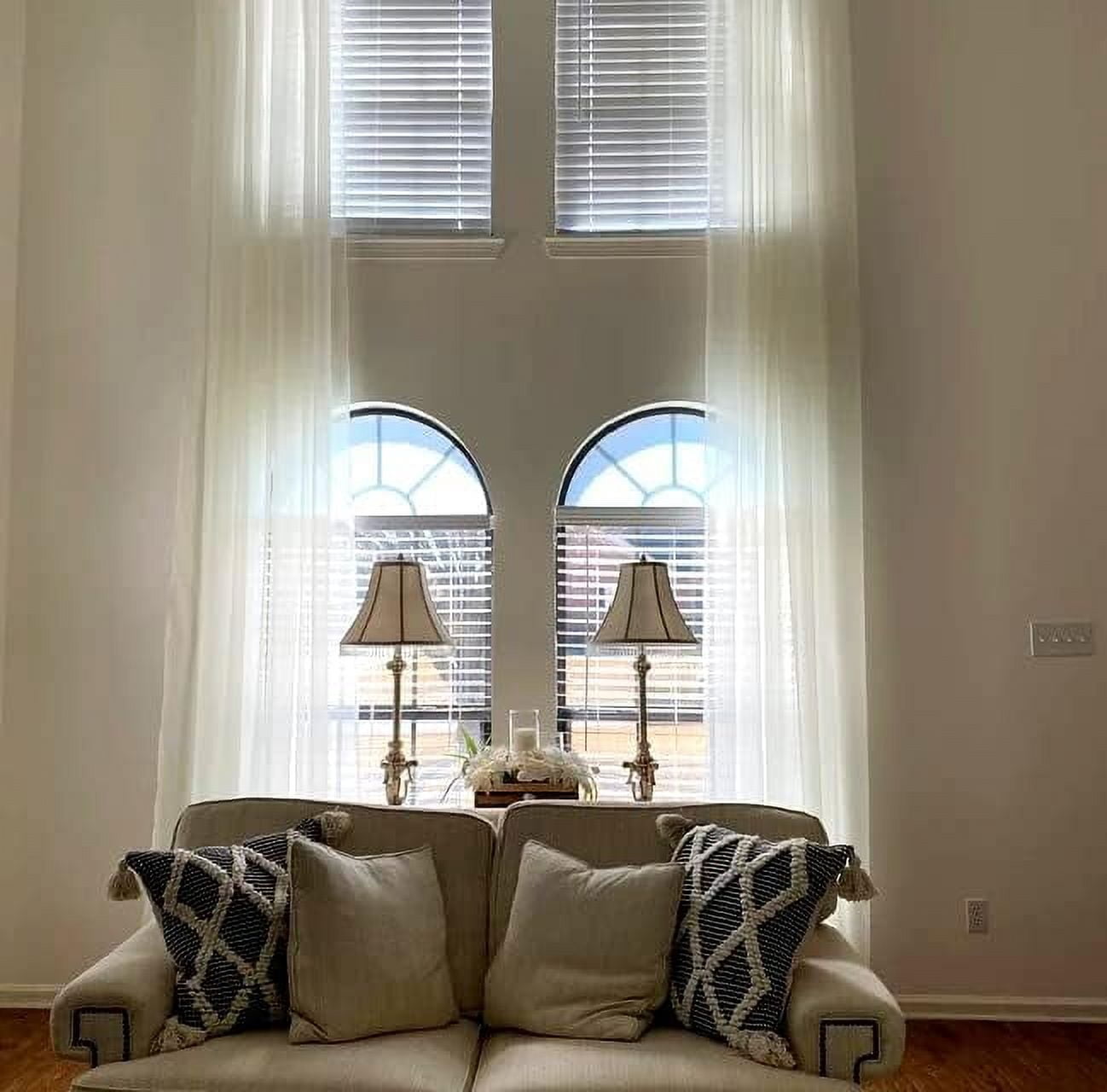 Extra Long Sheer Voile Curtain with Grommet top for high Ceiling 24 ft ...