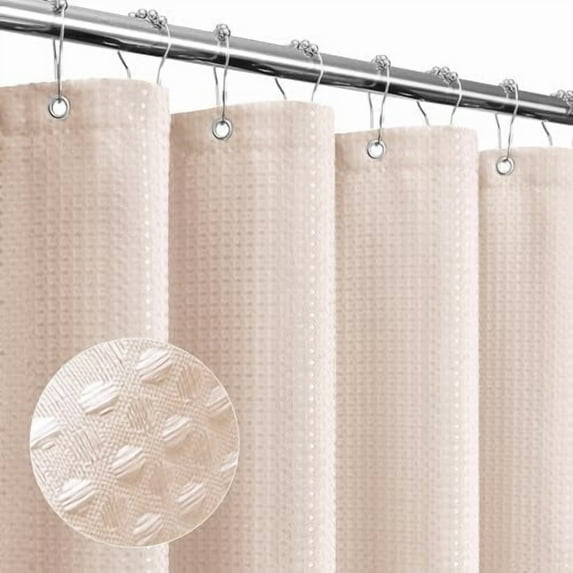 Extra Long Shower Curtain 72 x 84, Tall Waffle Weave Textured Fabric ...