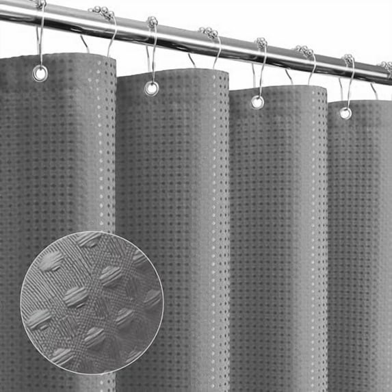 Extra Long Shower Curtain 72 x 84, Tall Waffle Weave Textured Fabric ...