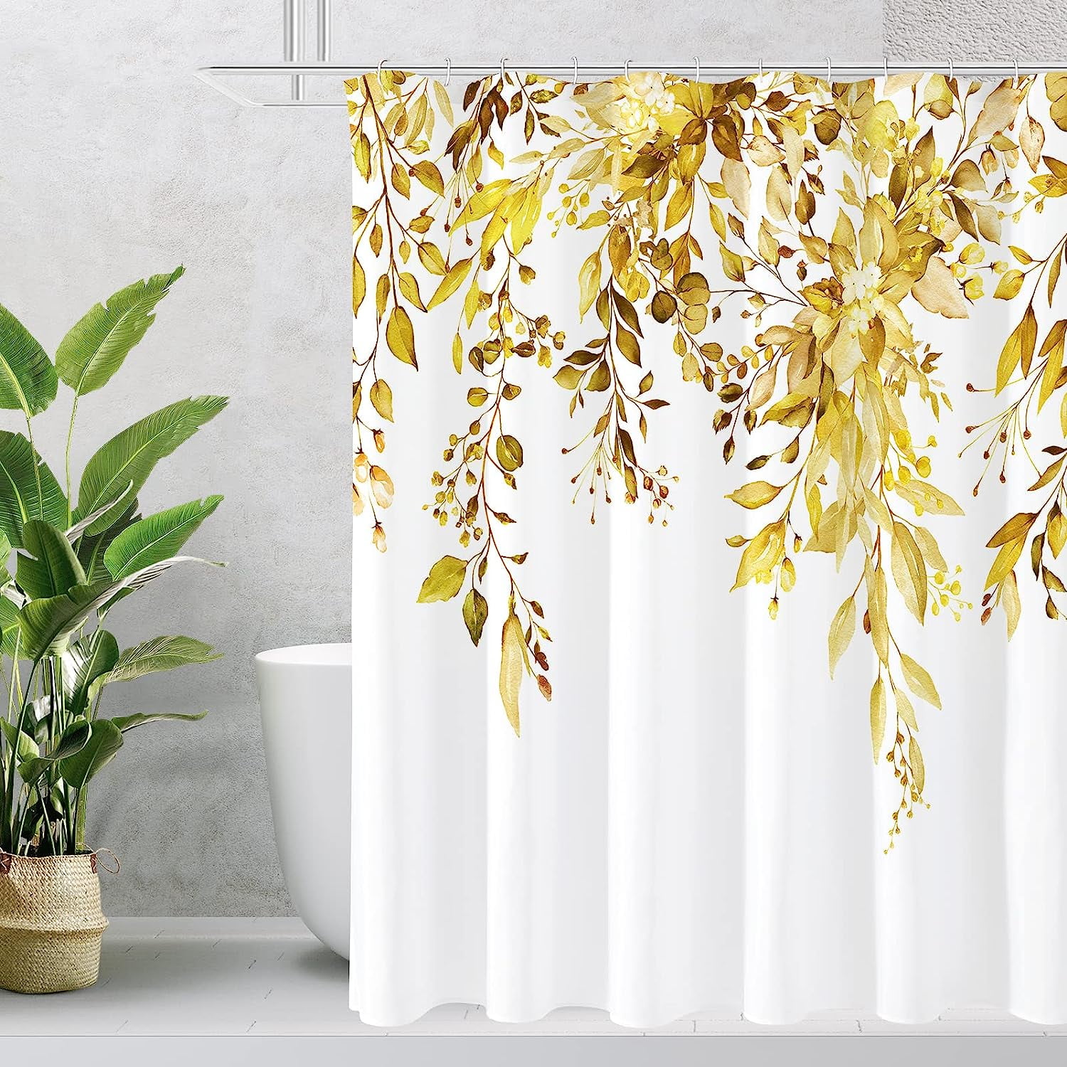 Extra Long Shower Curtain 72 X 84 Yellow Floral Shower Curtain For