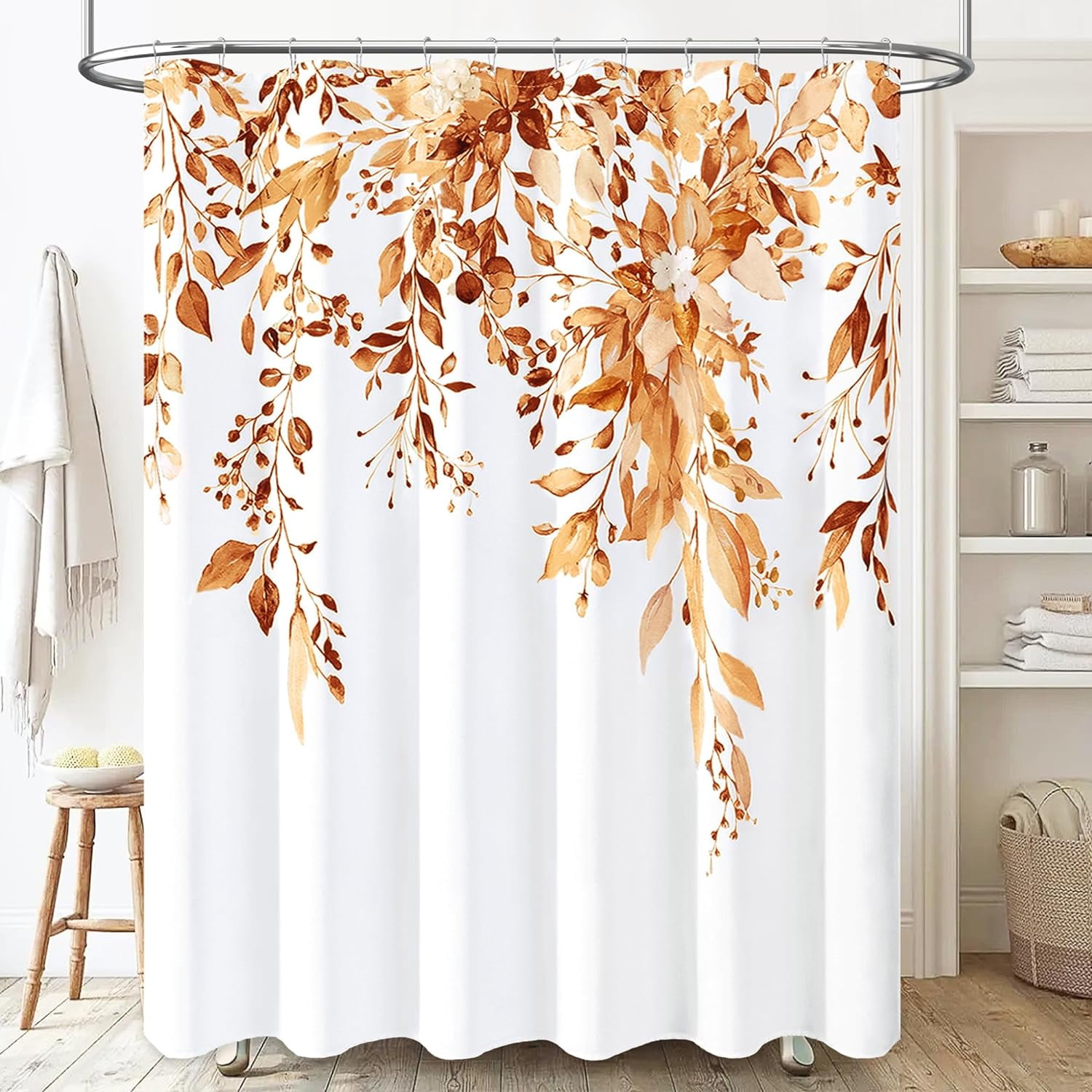 Extra Long Shower Curtain 72x84 Inch Long Floral Waterproof Fabric
