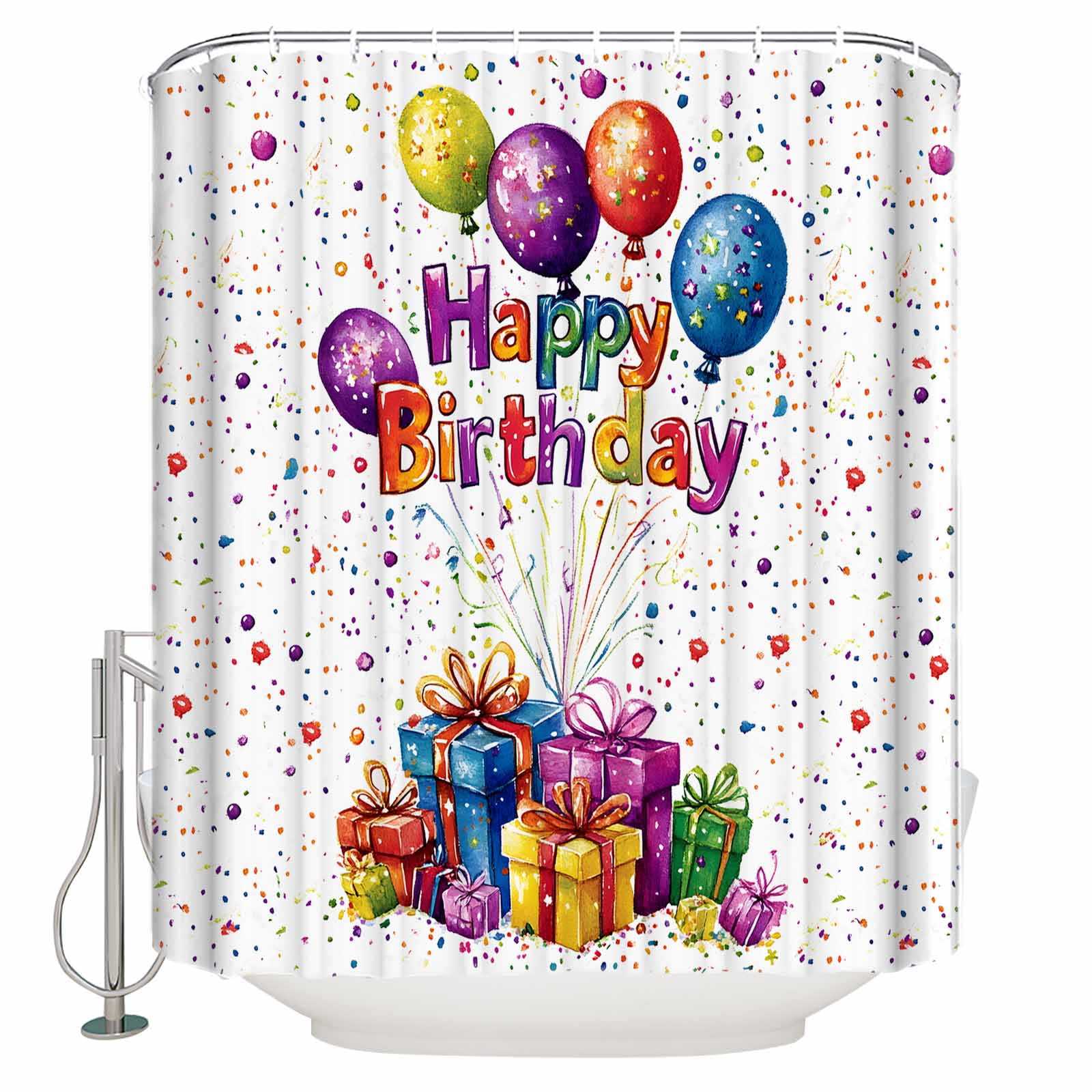 Extra Long Shower Curtain 72x84 Inch, Happy Birthday Shower Curtain ...