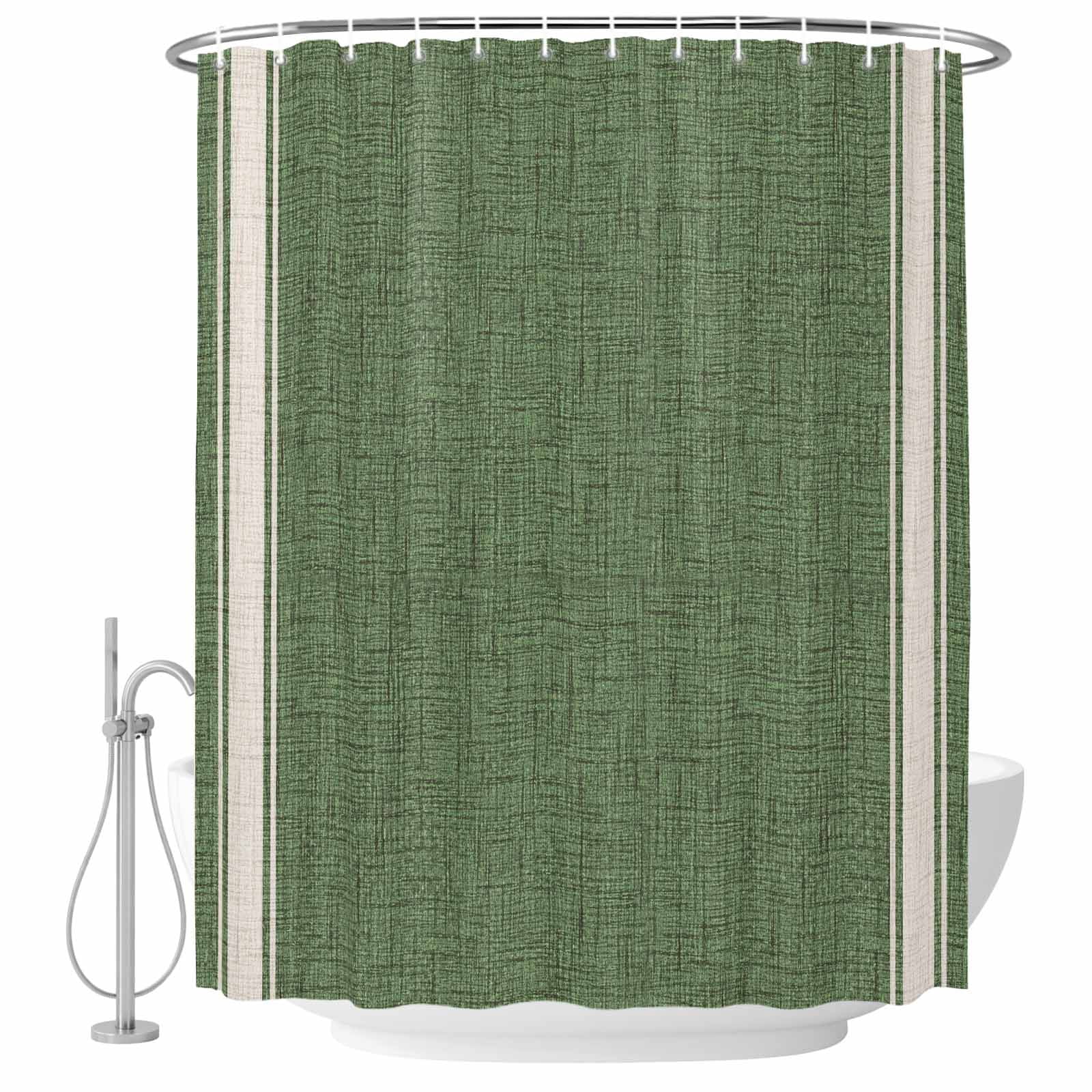 Extra Long Shower Curtain 72x84 Inch, Olive Green Stripes Shower ...