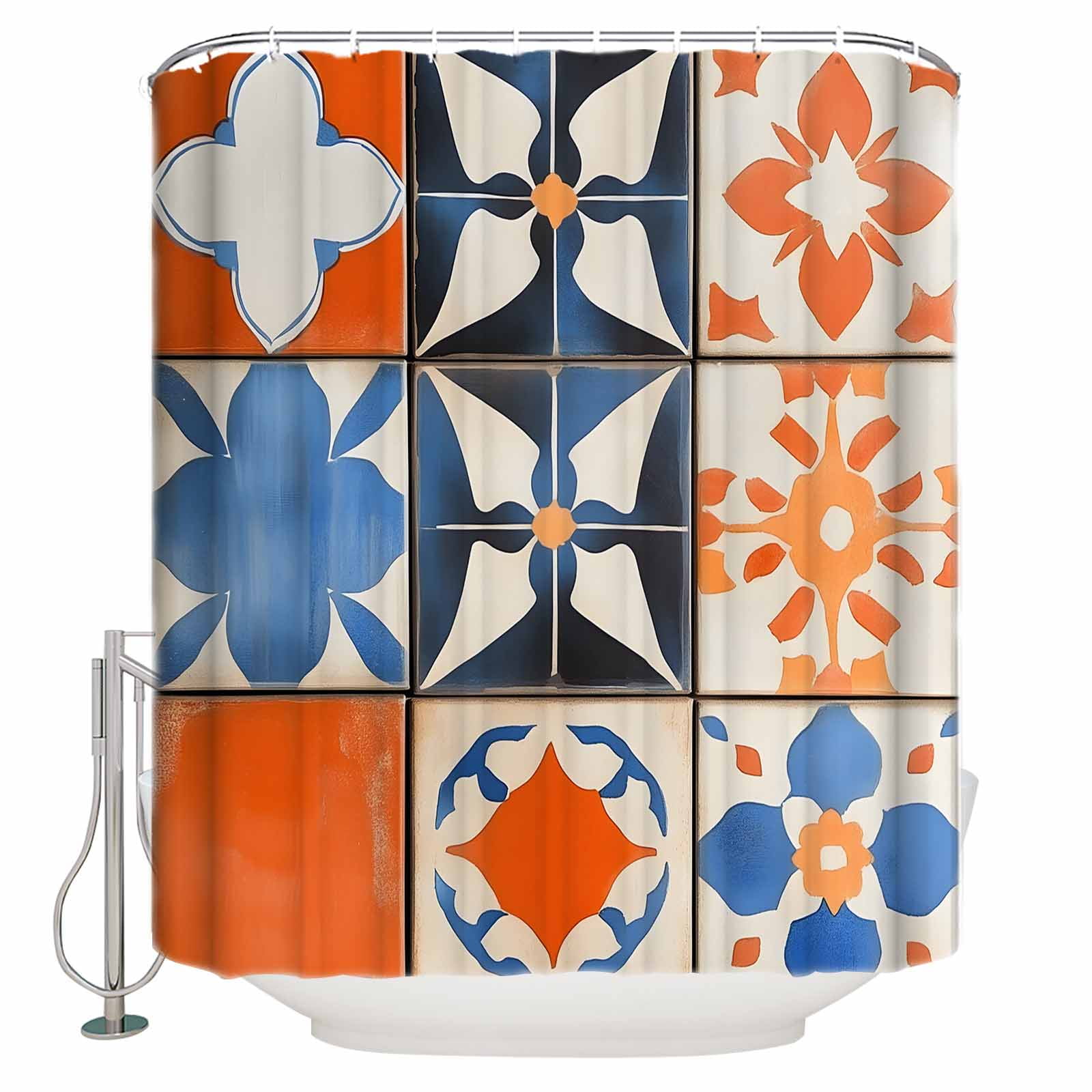 Orange And Blue Shower Curtain