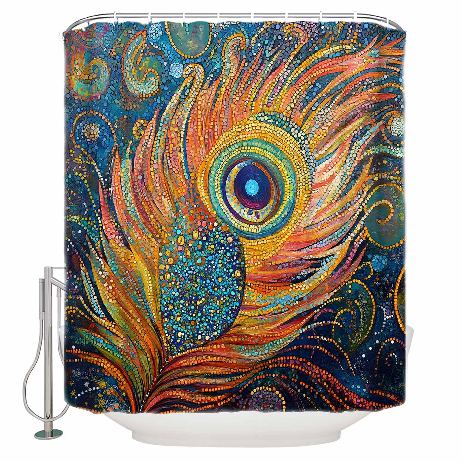 Extra Long Shower Curtain 72x84 Inch, Peacock Feathers Eye Shower ...