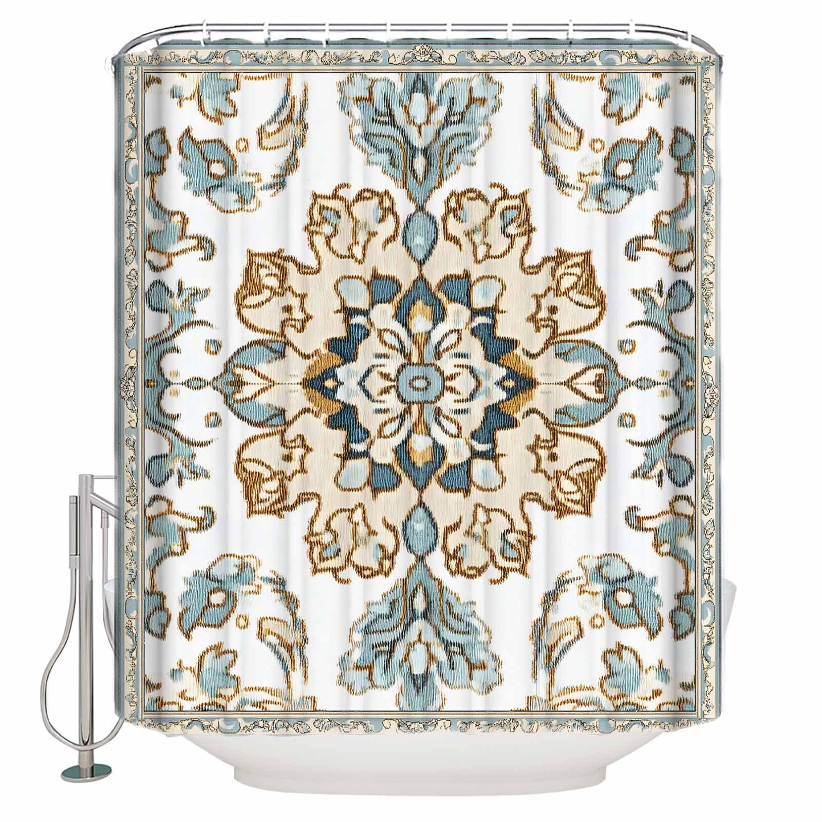 Extra Long Shower Curtain 72x84 Inch, Rustic Aztec Shower Curtain ...