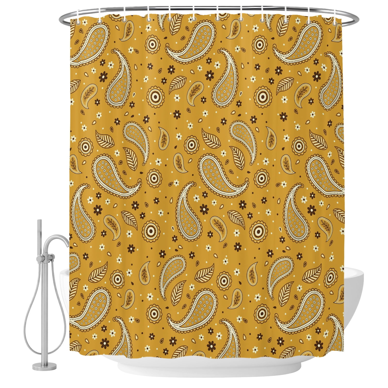 Extra Long Shower Curtain 72x84 Inch, Yellow Classic Shower Curtain ...