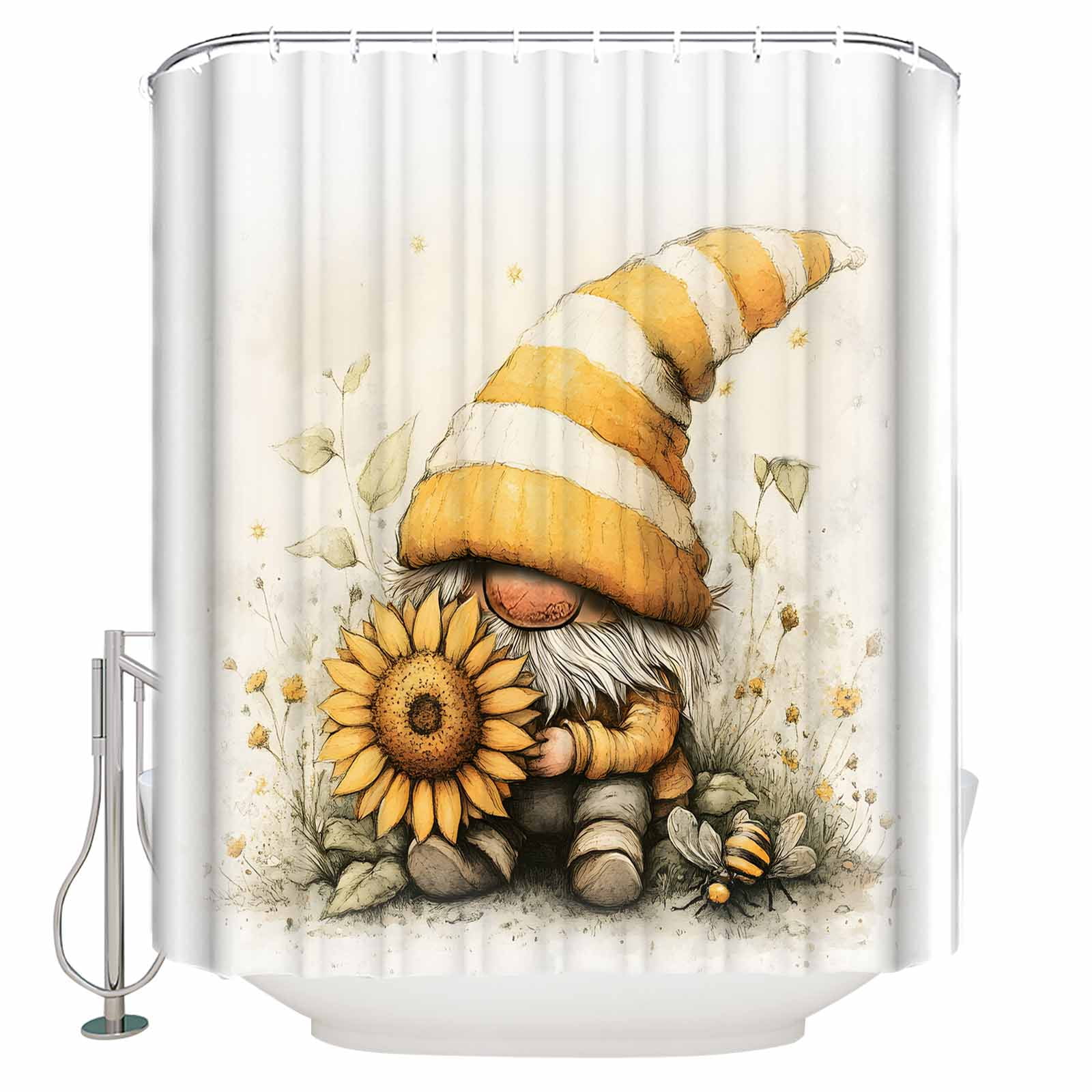 Extra Long Shower Curtain 72x84 Inch, Yellow Dwarf Shower Curtain ...