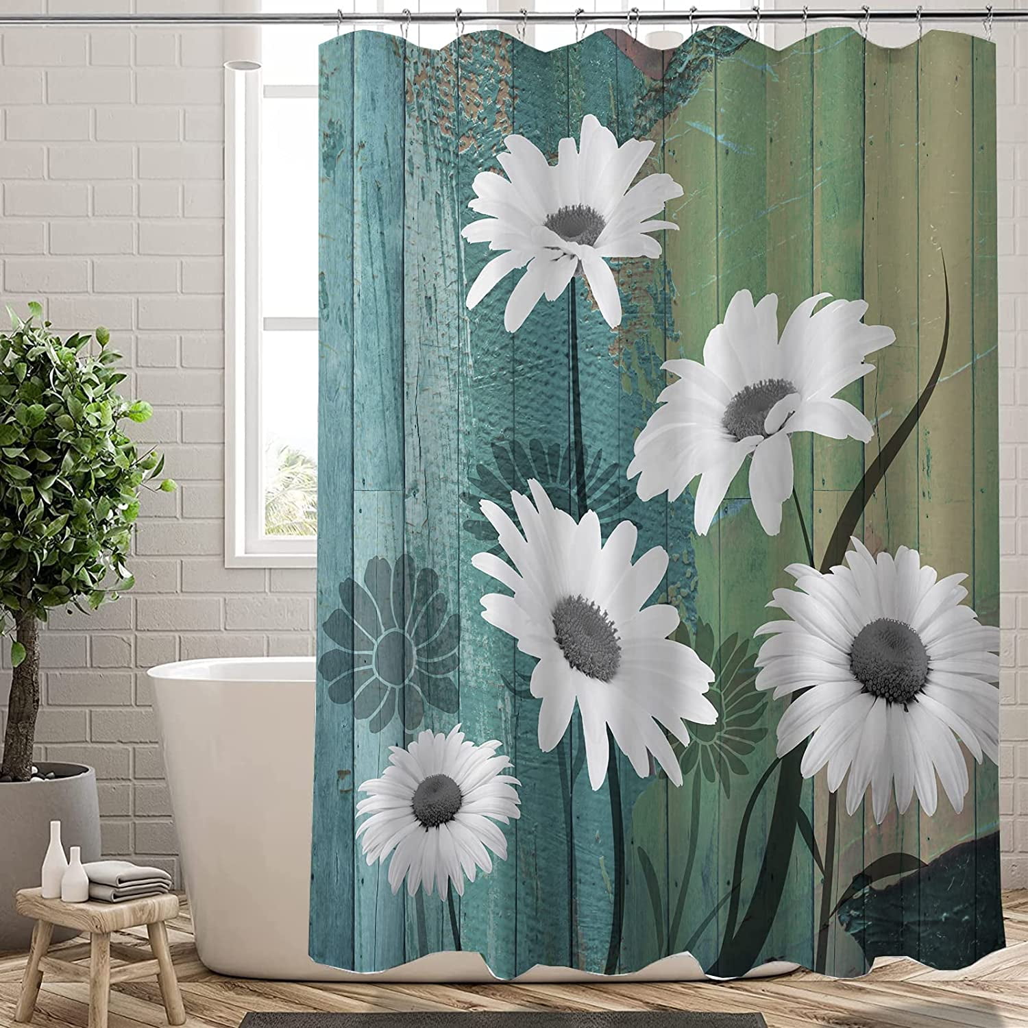 Extra Long Shower Curtain 72x84 inch Length Rustic Farmhouse Shower ...