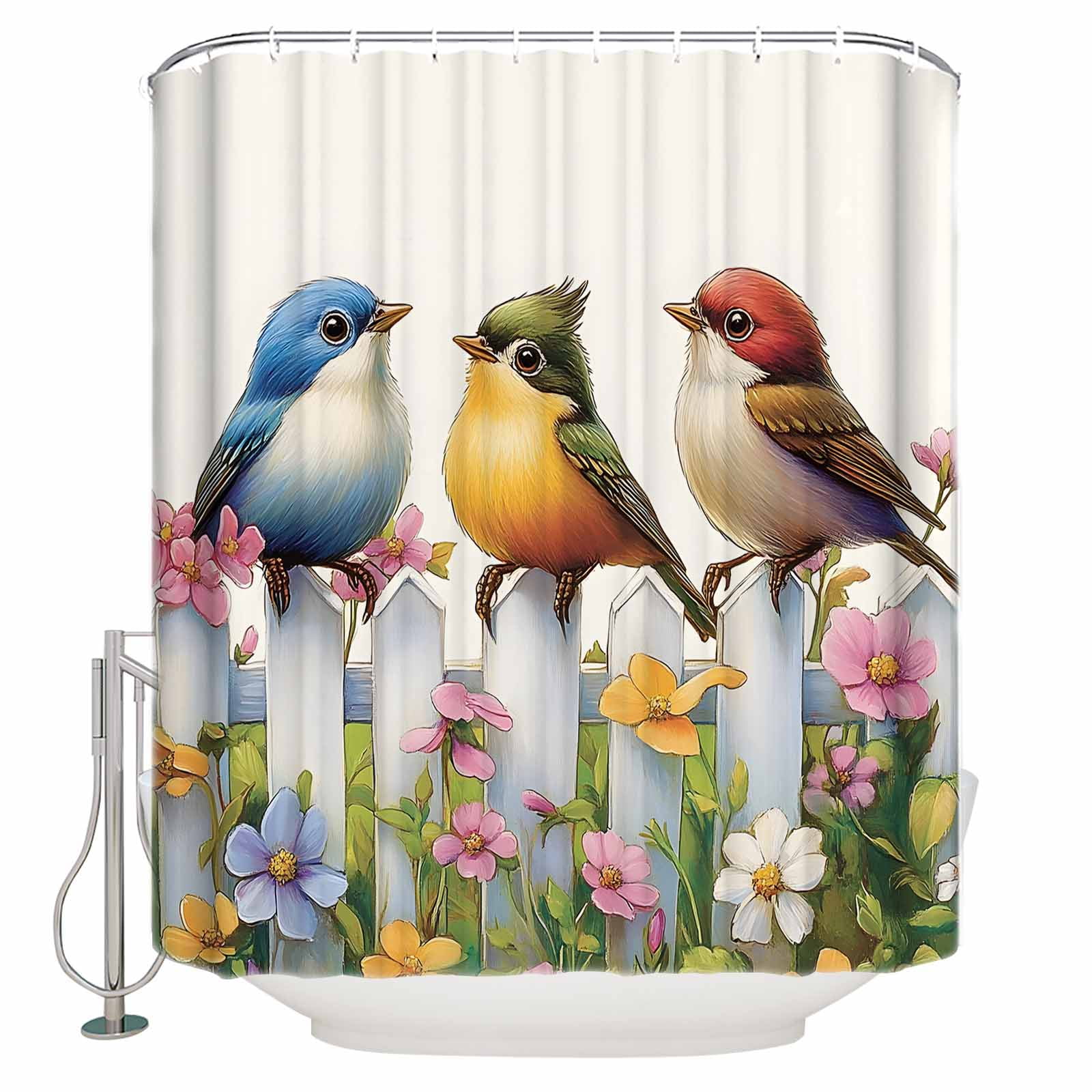 Extra Long Shower Curtain 72x96 Inch, Colorful Birds Shower Curtain ...