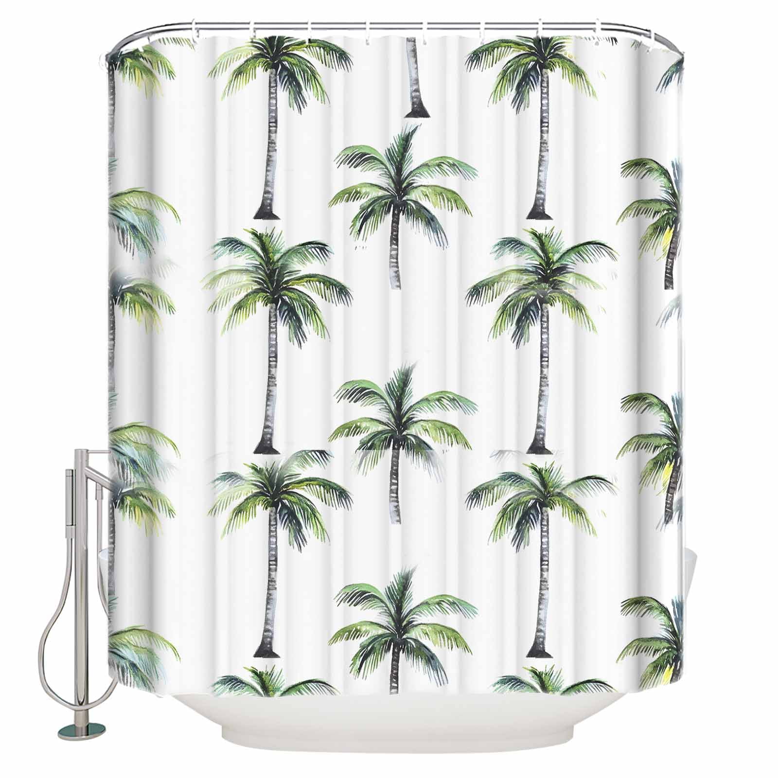 Extra Long Shower Curtain 72x96 Inch, Green Palm Trees Shower Curtain ...