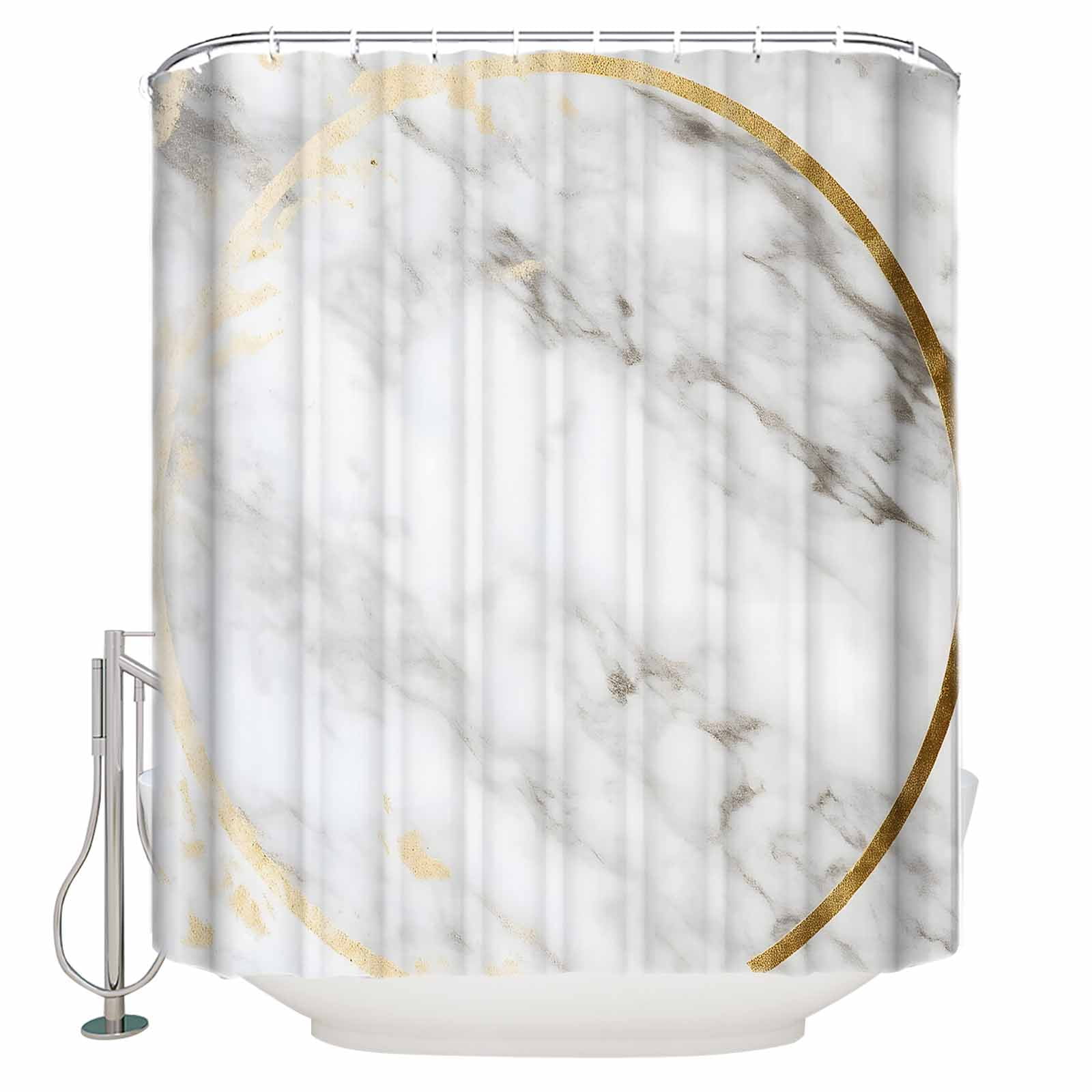 Extra Long Shower Curtain 72x96 Inch, Modern White Marble Shower Curtain Waterproof Bathroom ...