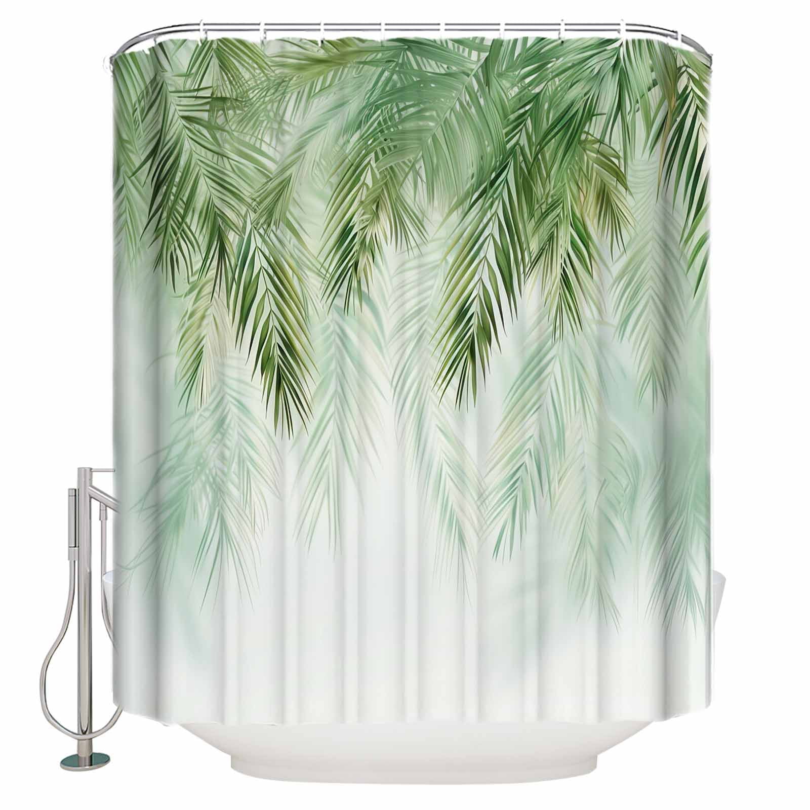 Extra Long Shower Curtain 72x96 Inch, Palm Leaves Shower Curtain Waterproof Bathroom Decor Green ...