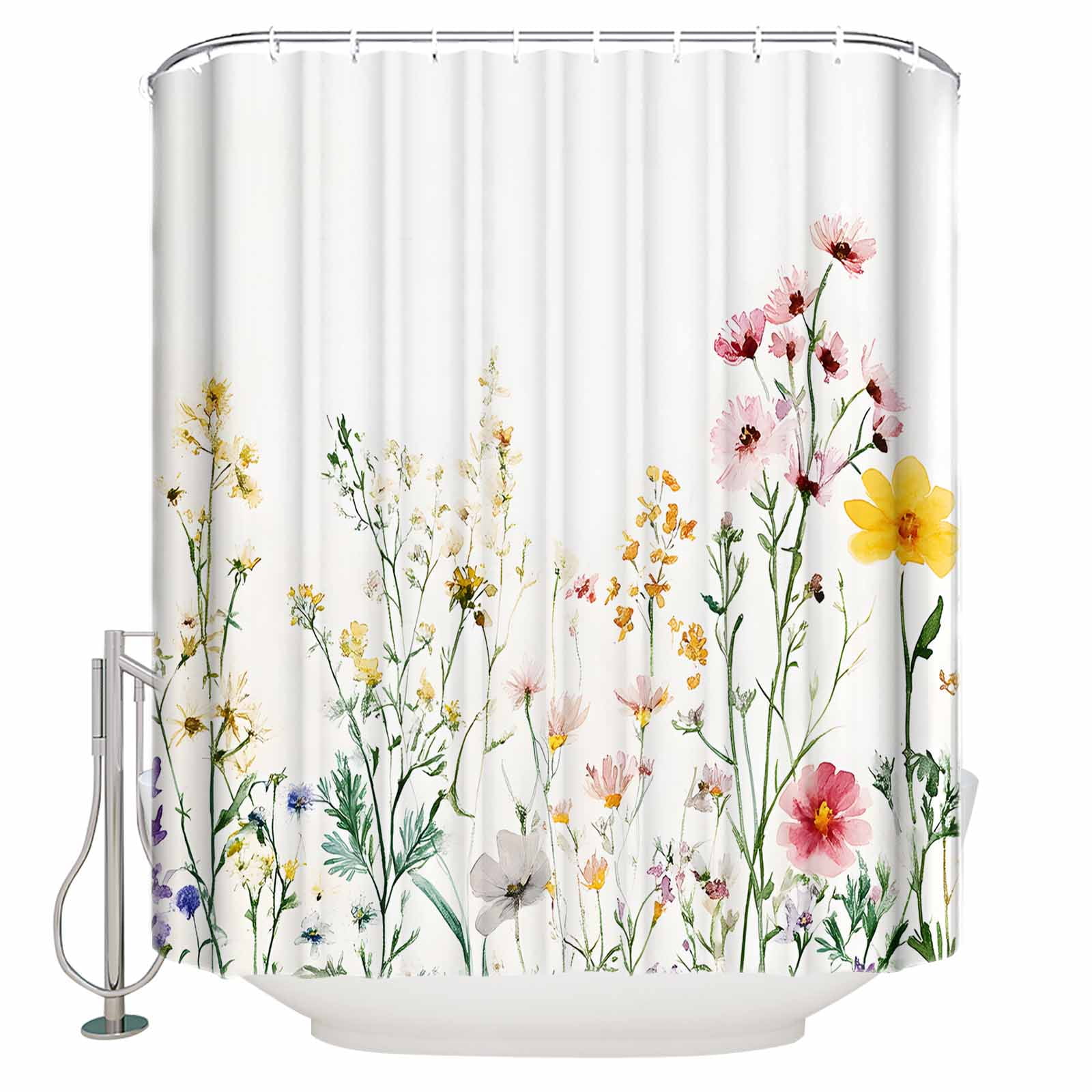 Extra Long Shower Curtain 72x96 Inch, Spring Botanical Spring Shower ...