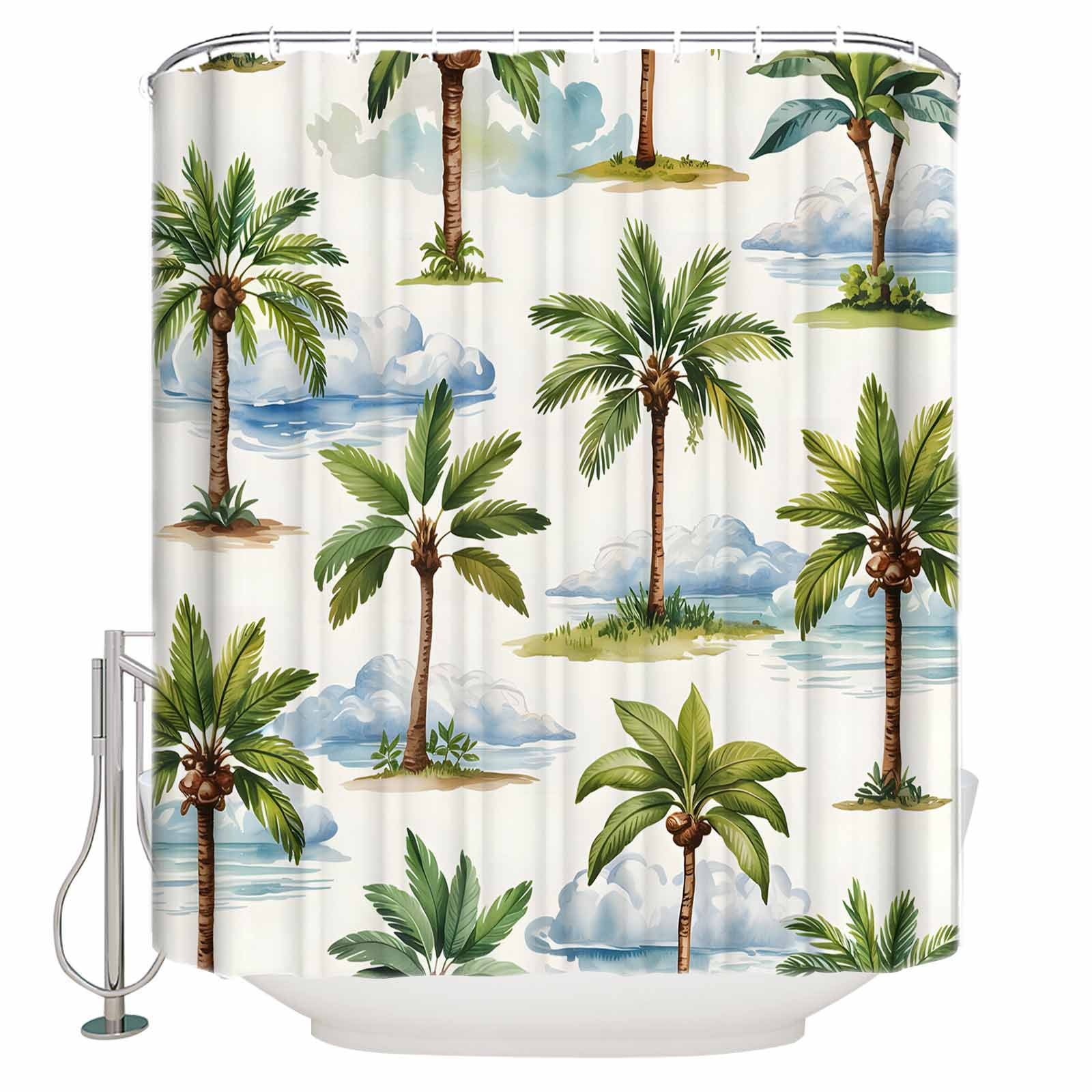 Extra Long Shower Curtain 72x96 Inch, Summer Palm Trees Shower Curtain ...