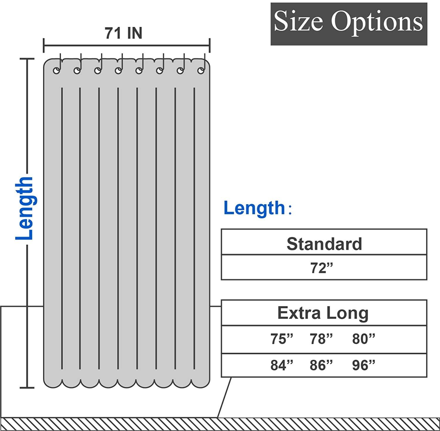 Extra Long Shower Curtain, 84 Inch Height, Waffle Weave, Water ...