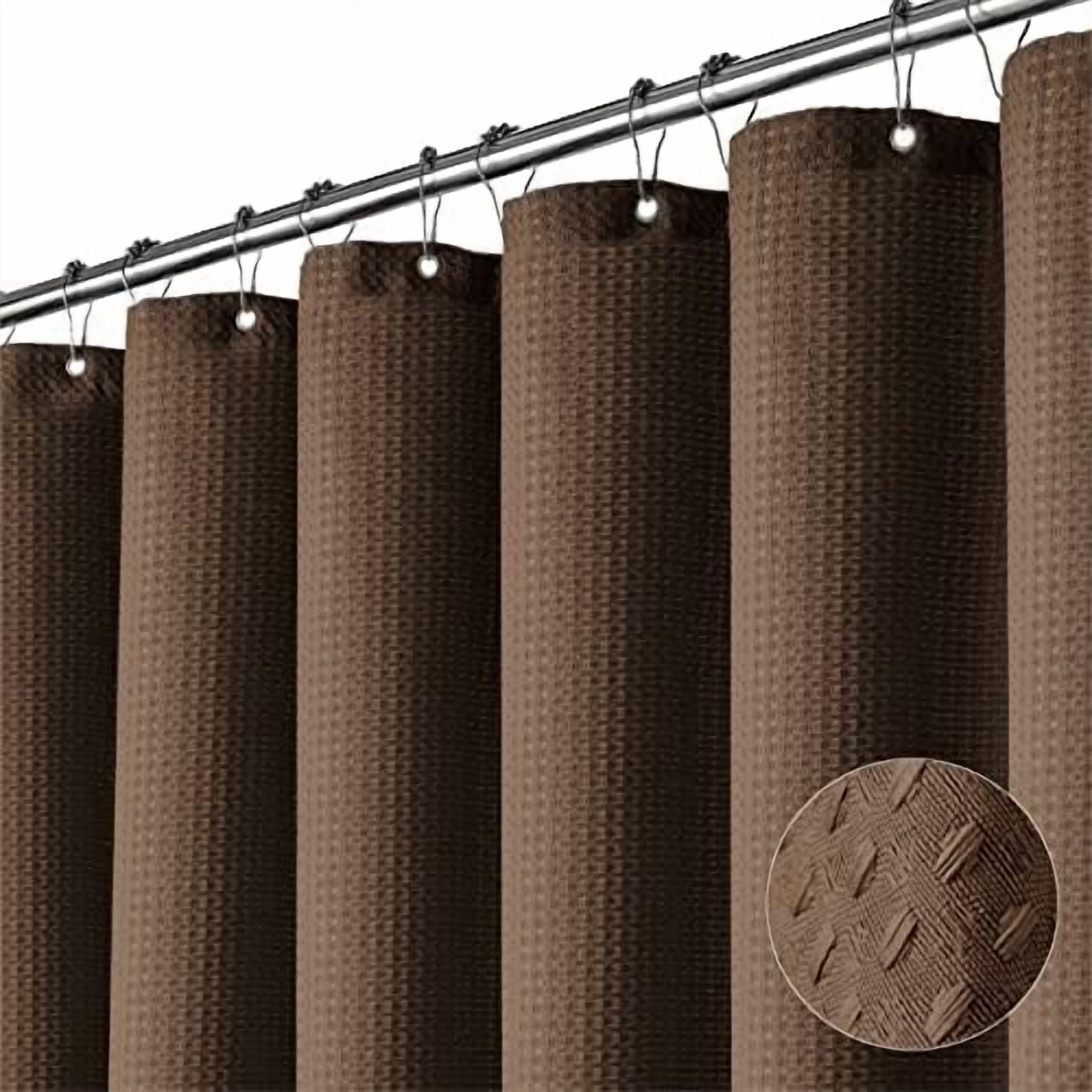 Extra Long Shower Curtain - 84 Inch Long Brown Waffle Weave Heavy Duty ...