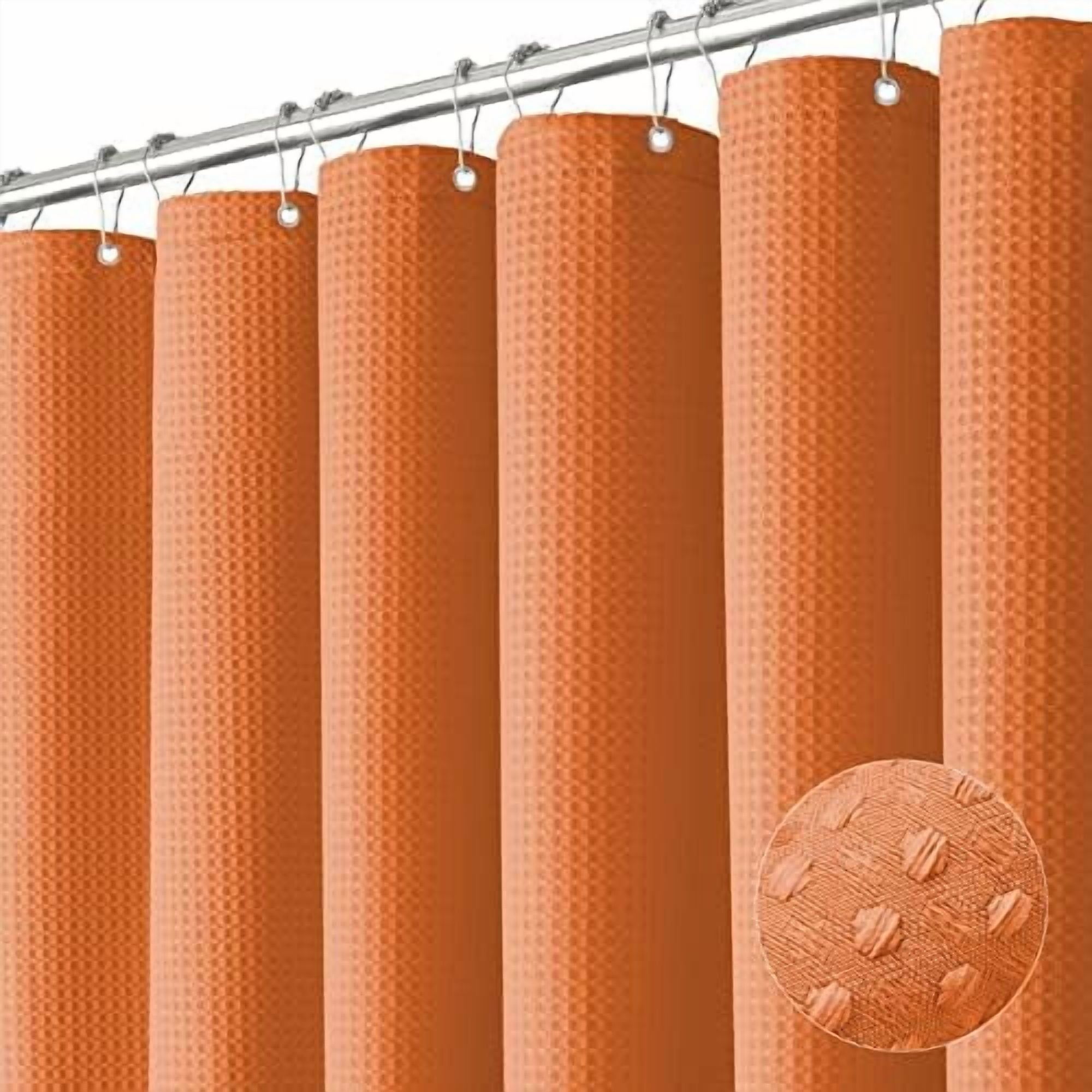 Extra Long Shower Curtain - 84 Inch Long Waffle Weave Heavy Duty Fabric ...