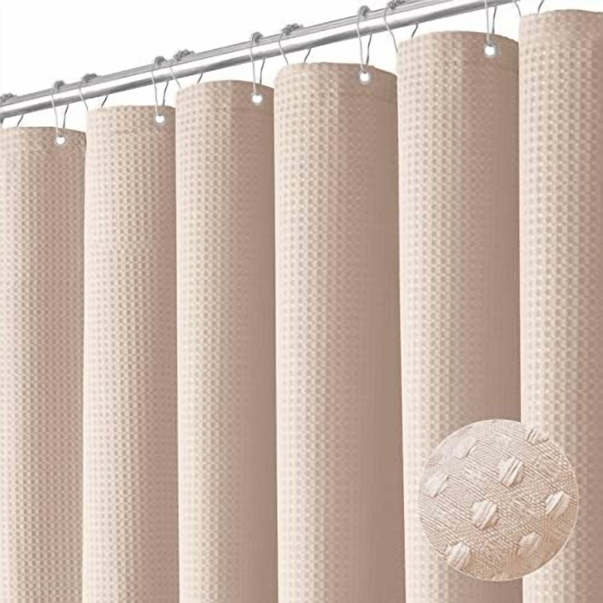 Extra Long Shower Curtain - 84 Inch Long Waffle Weave Heavy Duty Fabric ...