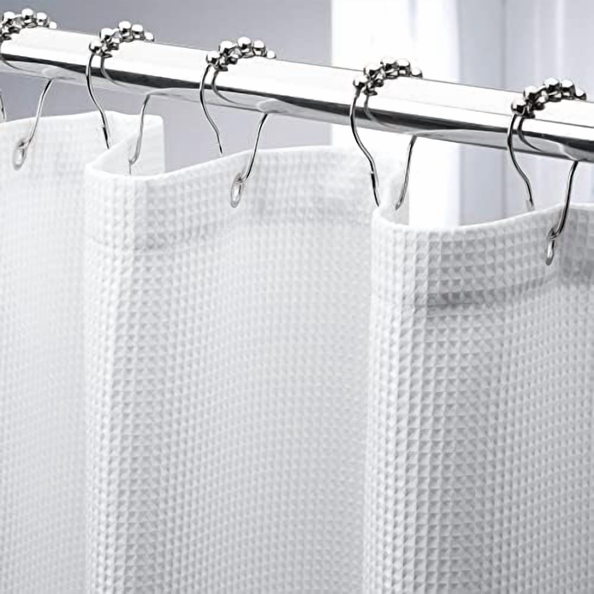 Extra Long Shower Curtain 96 Inches Long, Waffle Shower Curtain White ...