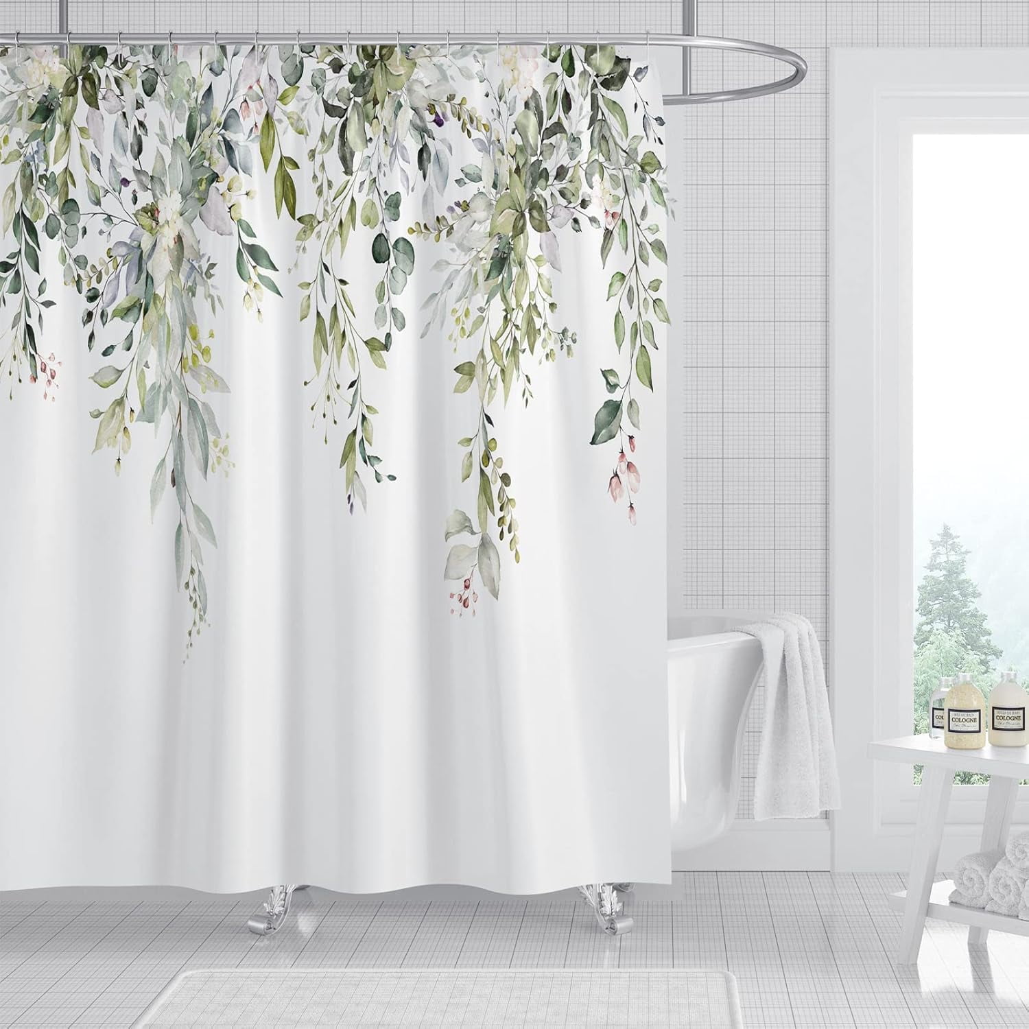 Extra Long Shower Curtains 84 Inch Length, Green Fabric Shower Curtains ...