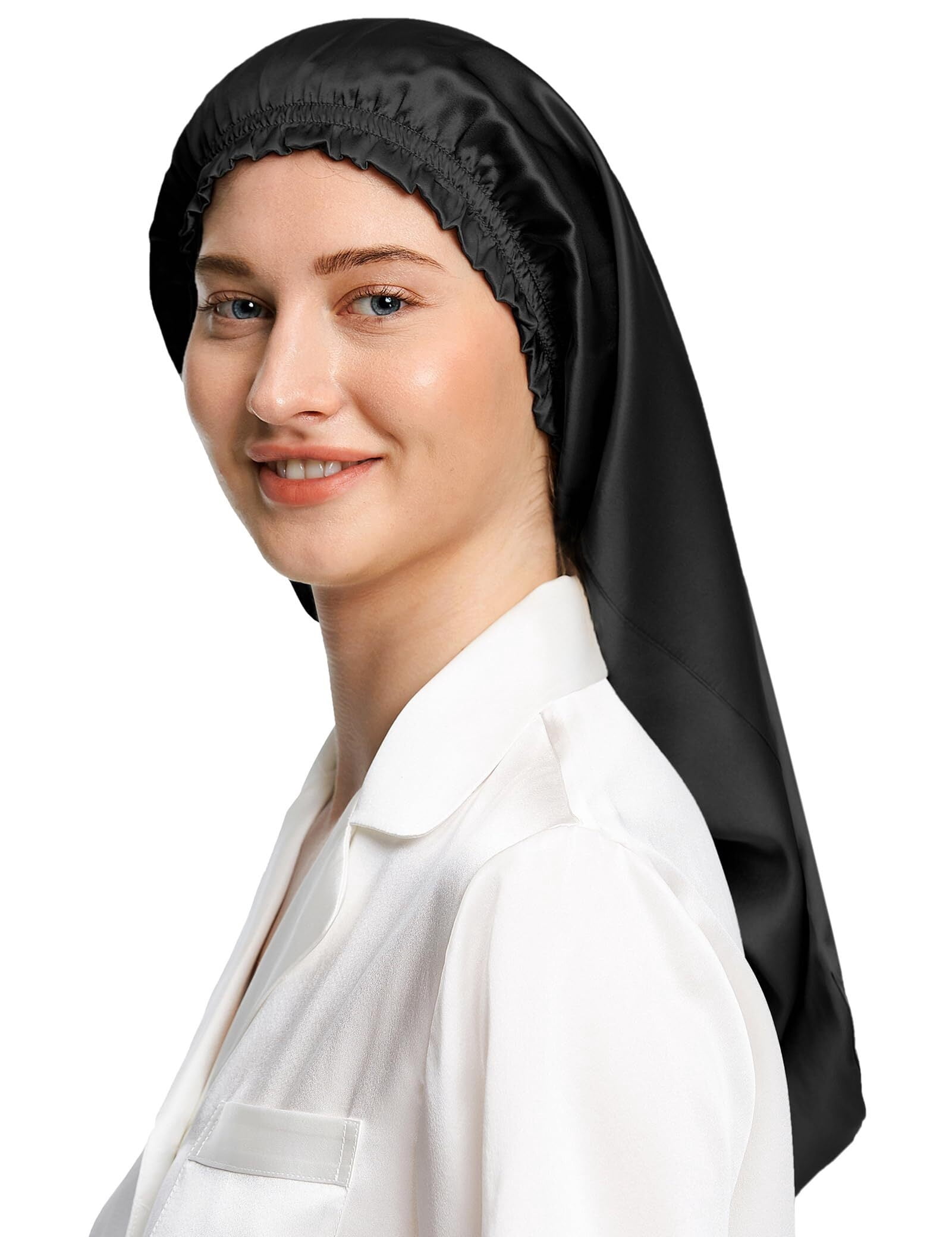 Extra Long Silk Bonnet Sleep Cap for Women Soft Adjustable Hair Bonnet ...